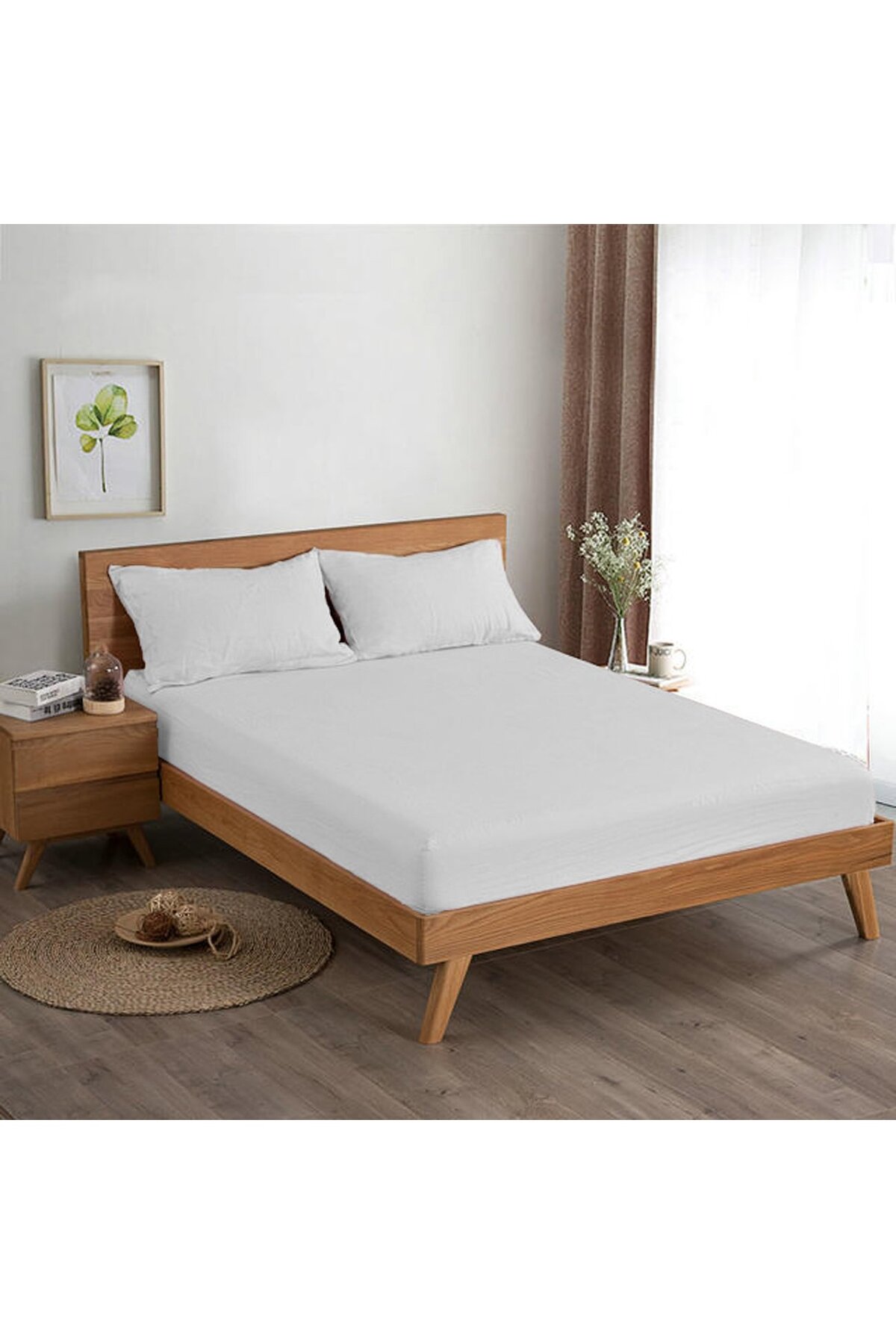 KARAHANLI Beyaz Renk Çift Kişilik Battal Boy Pamuklu Penye Lastikli ...