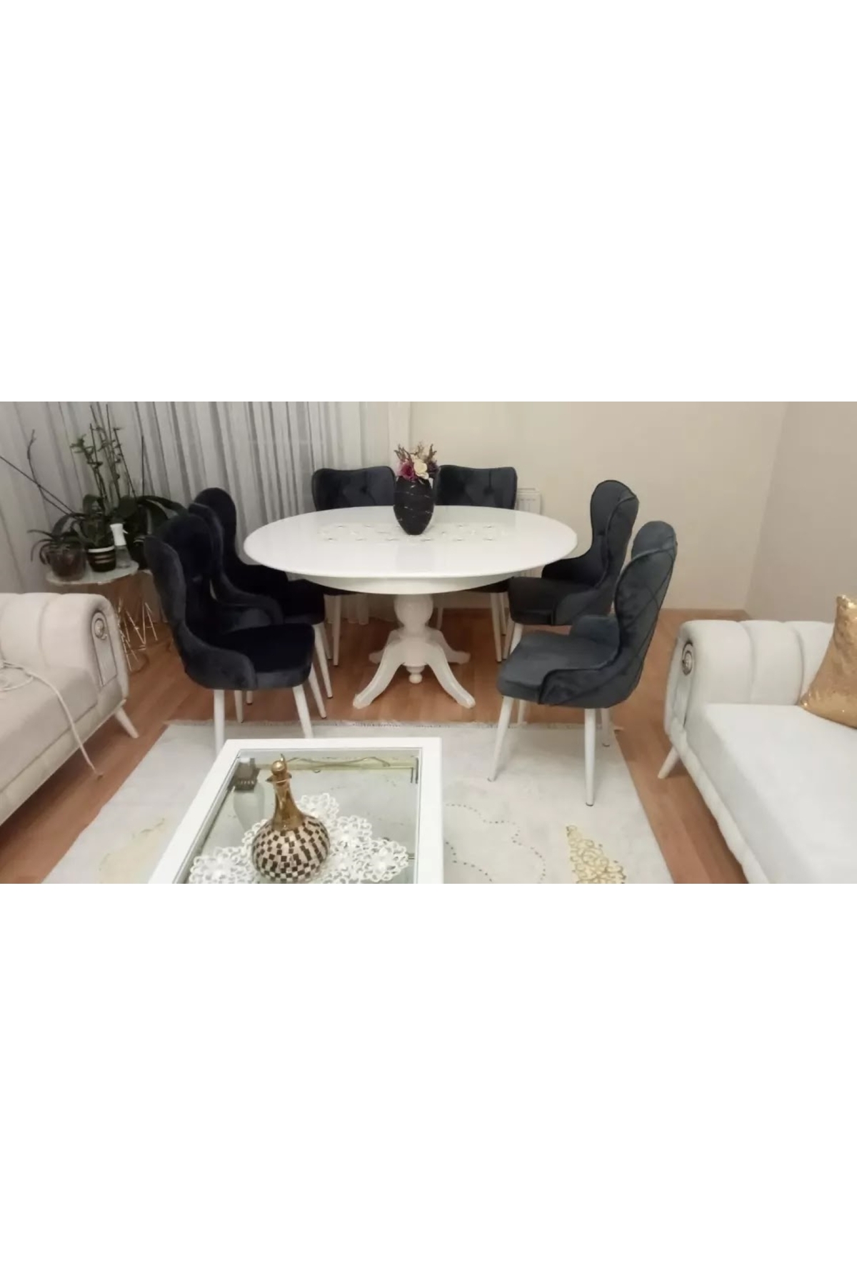 DİLA'S HOME MOBİLYA MDF LAKE BOYALI YUVARLAK MASA TAKIMI - Fiyatı, Yorumları