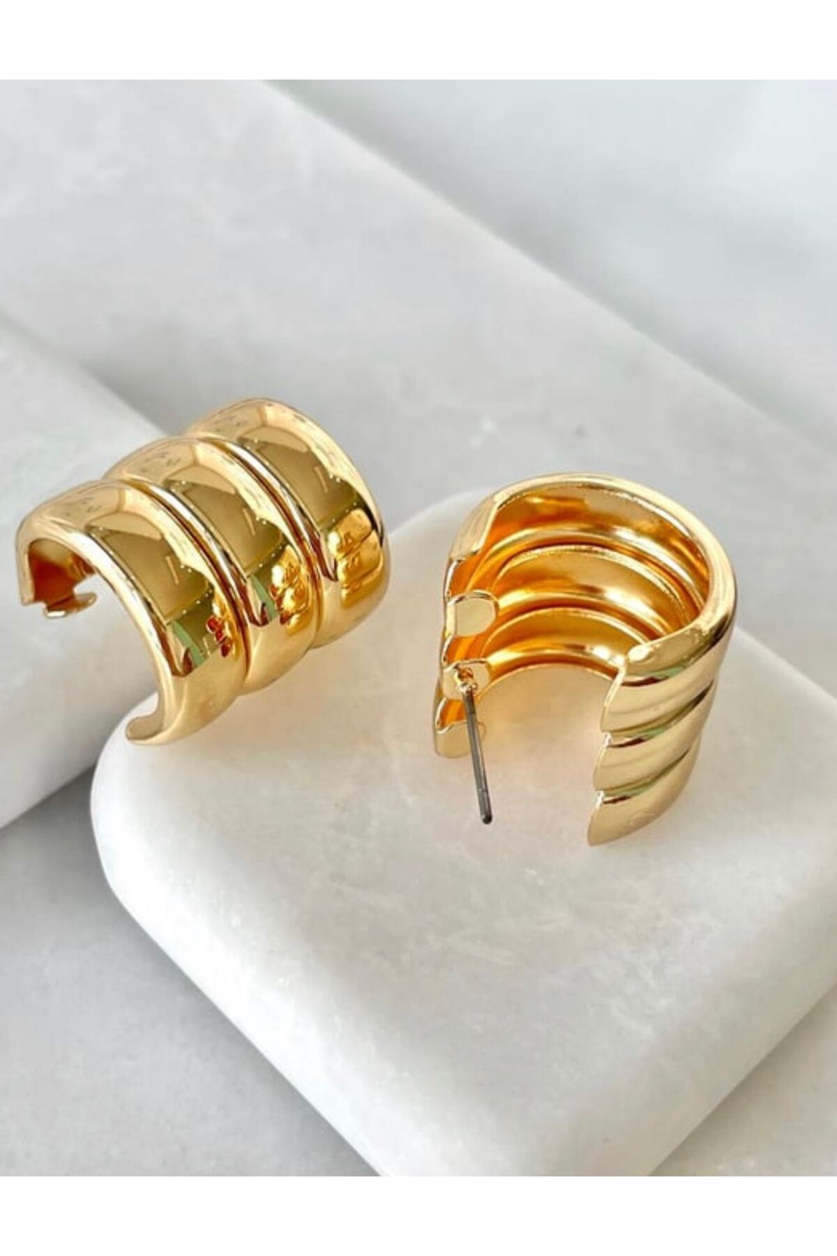 MOONLİGHT AKSESUAR gold üçlü pelo küpe Fiyatı, Yorumları - Trendyol