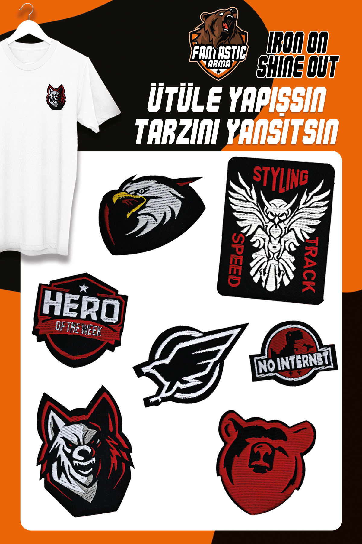FANTASTIC Ütü Ile Yapışan Dokuma Arma Seti Patch Yama Kurt, Hero, Kartal Modeli - Fiyatı, Yorumları