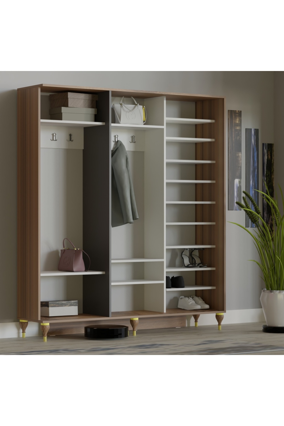 Abre Vilza Antrasit Gri Sürgü Kapaklı Aynalı Portmanto Vestiyer Fiyatı ...