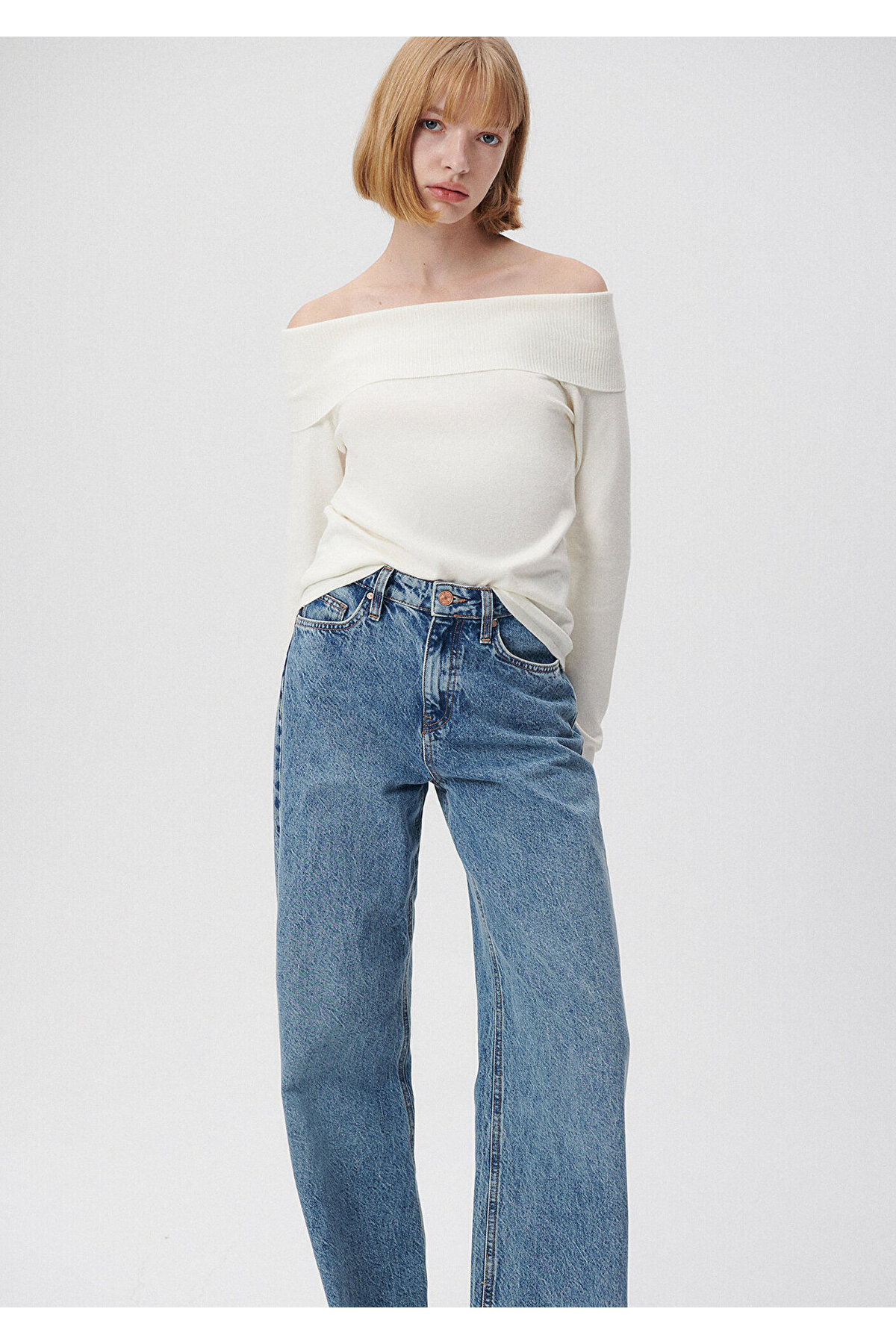 Mavi Beyaz Kazak Fitted / Vücuda Oturan Kesim 1710391-70057 Fiyatı ...