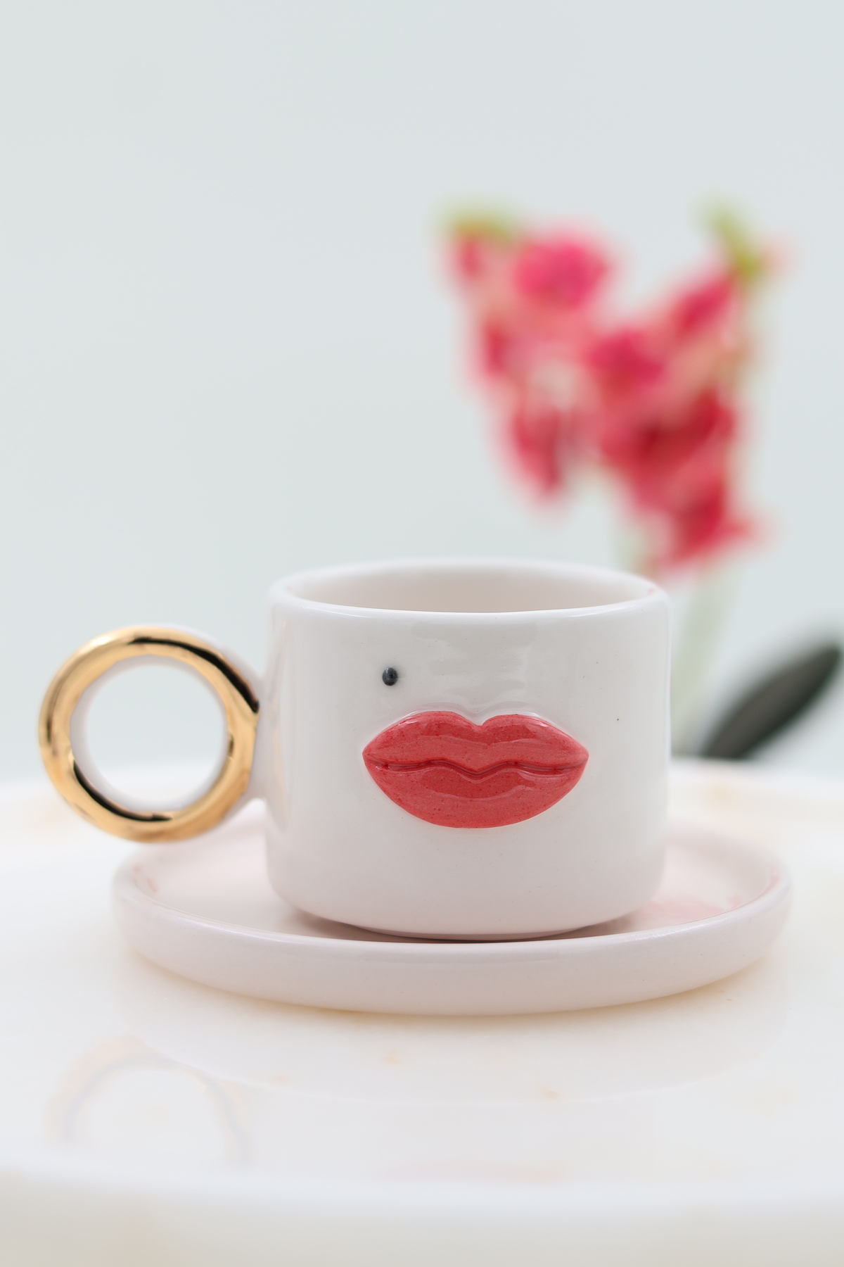 Özce Art Ceramic Atelier Love Serisi Dudak Desenli Altın Detaylı ...