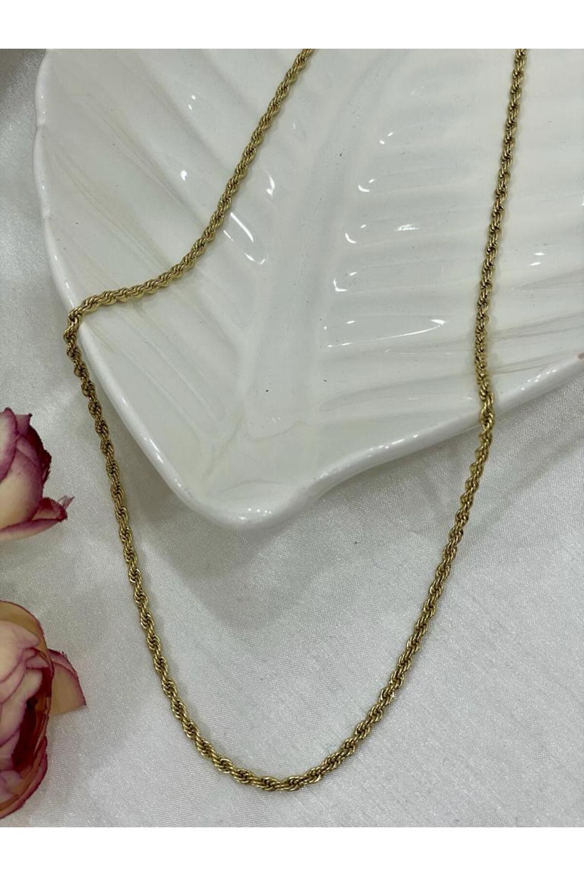 stainless steell Çelik Burma İnce Zincir Kolye (Gold) Fiyatı, Yorumları ...