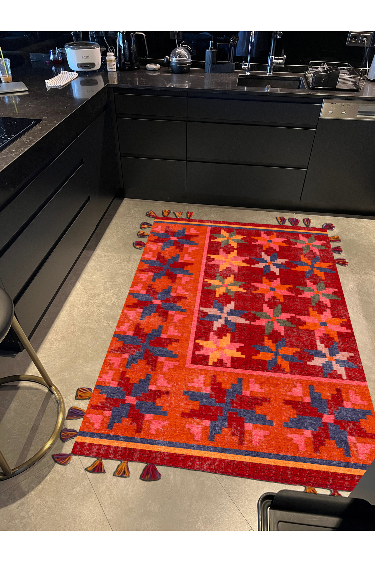 Rugs Modern Halı Mira 567 Etnik Çiçek Temalı Saçaklı Etnik Dokuma Taban ...