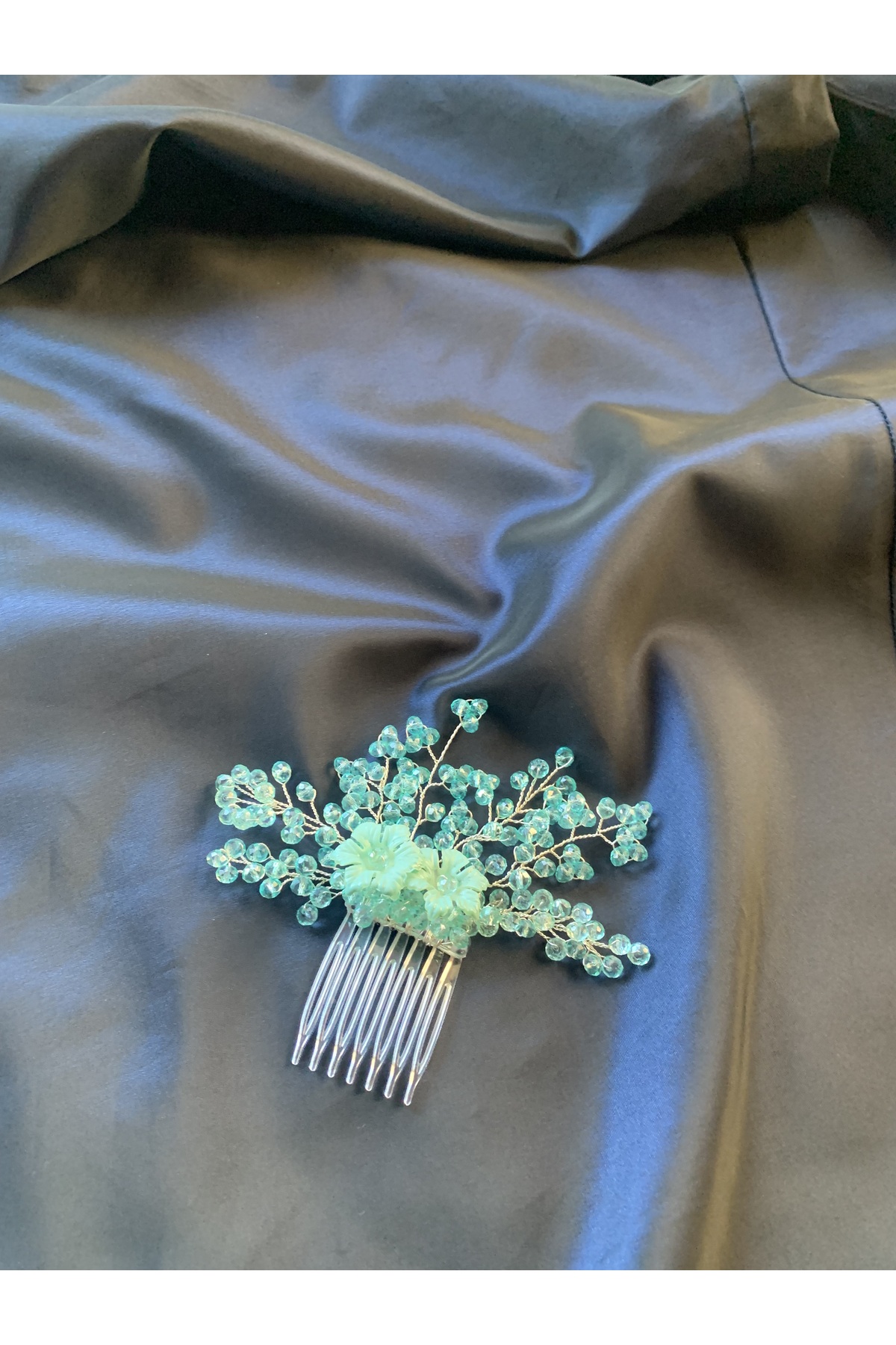 Mery Su yeşili Kristal boncuk tarak gelin saç aksesuarı Fiyatı ...