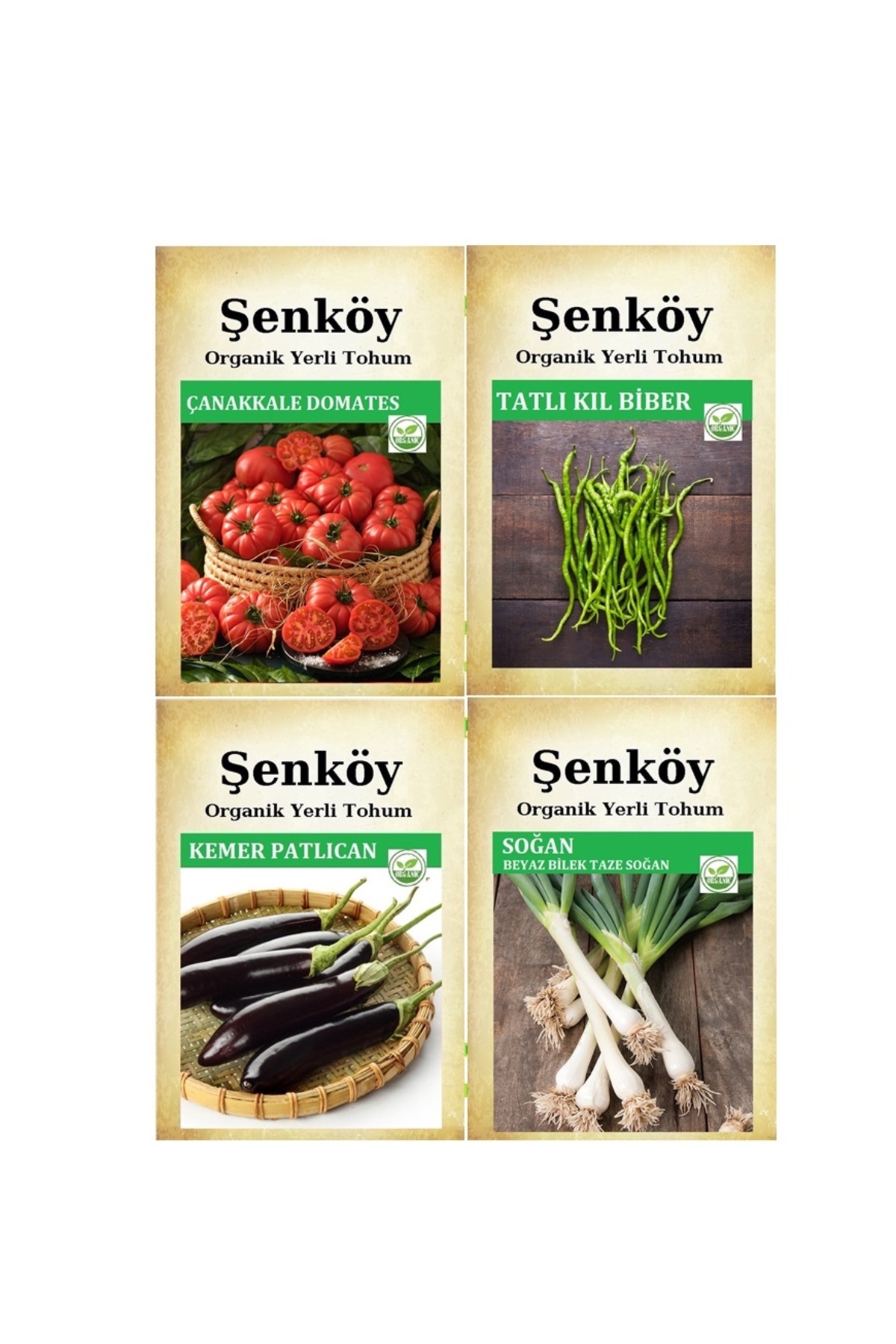 Şenköy Yerli 4 Lü Sebze Tohum Seti Doğal Ata Domates, Biber, Kemer ...