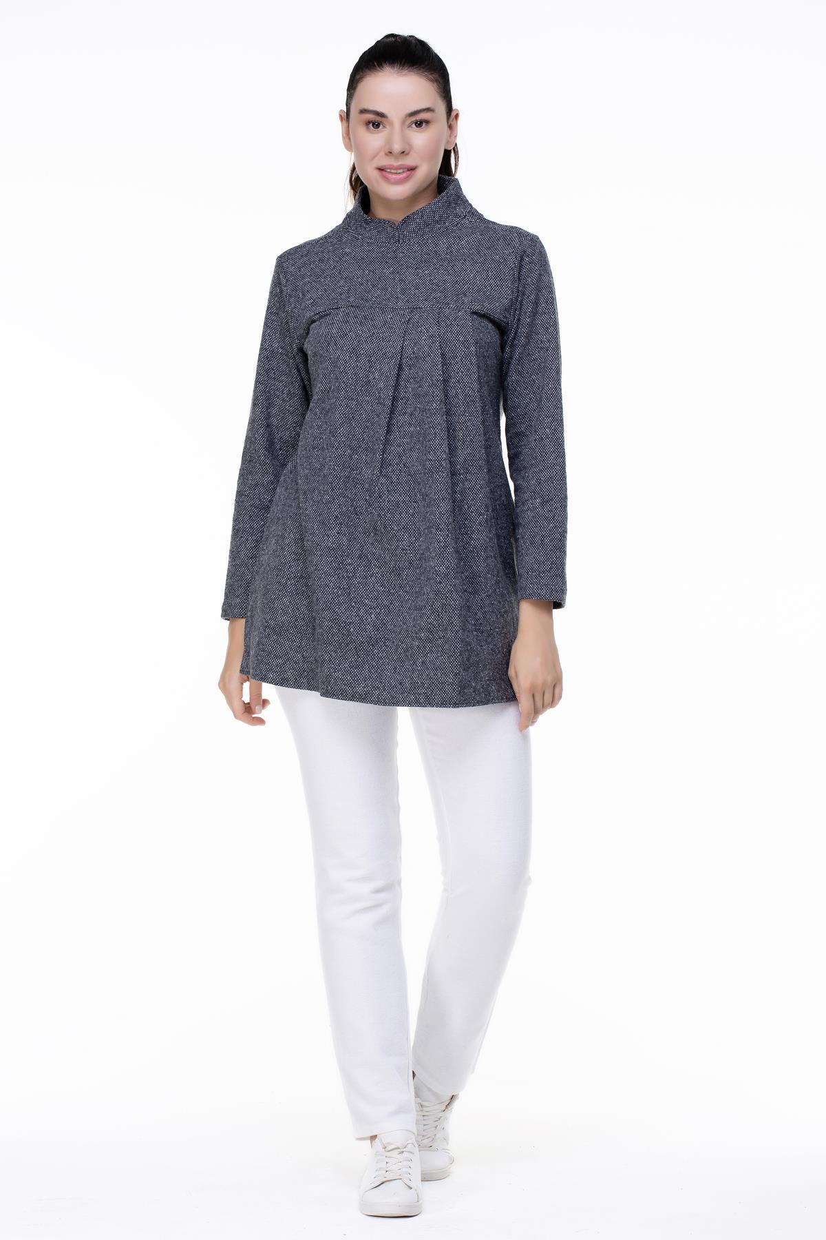 Eliş Şile Bezi Uzun Kol Interlok Meryem Sonbahar Ve Kışlık Bluz Gri Gri ...