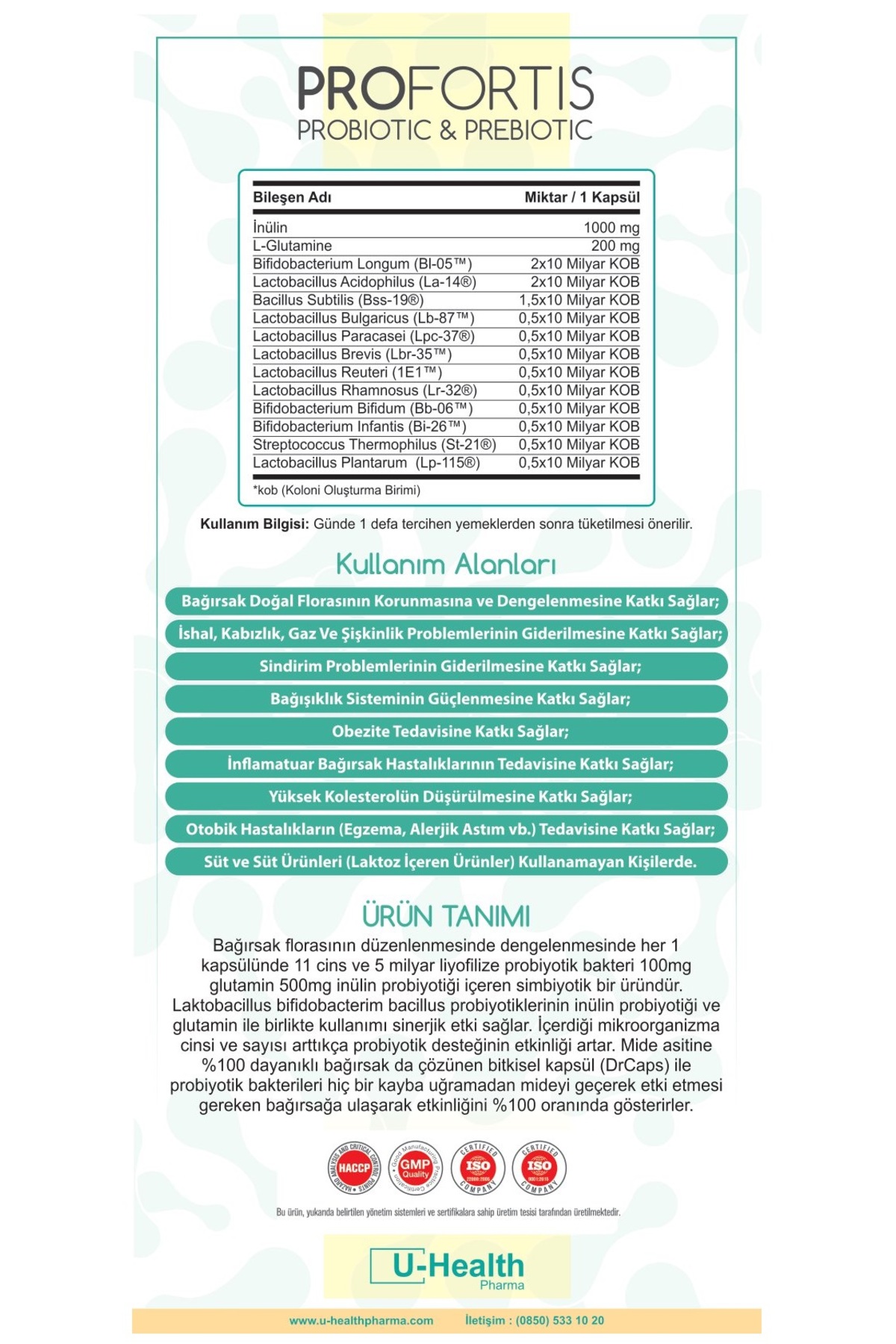 U HEALTH PHARMA Profortis Probiotik ve Prebiyotik 30 Tablet Fiyatı ...