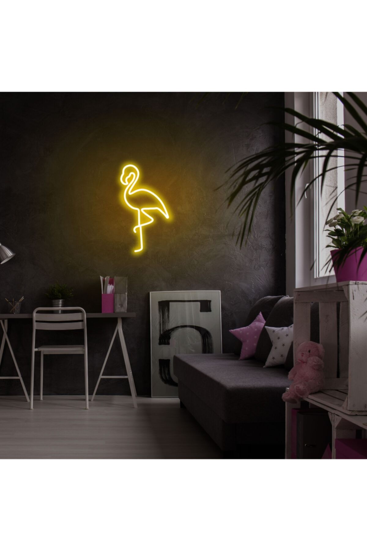Neon Graph Flamingo Led Sihirli Led Mesajlar Dekoratif Duvar