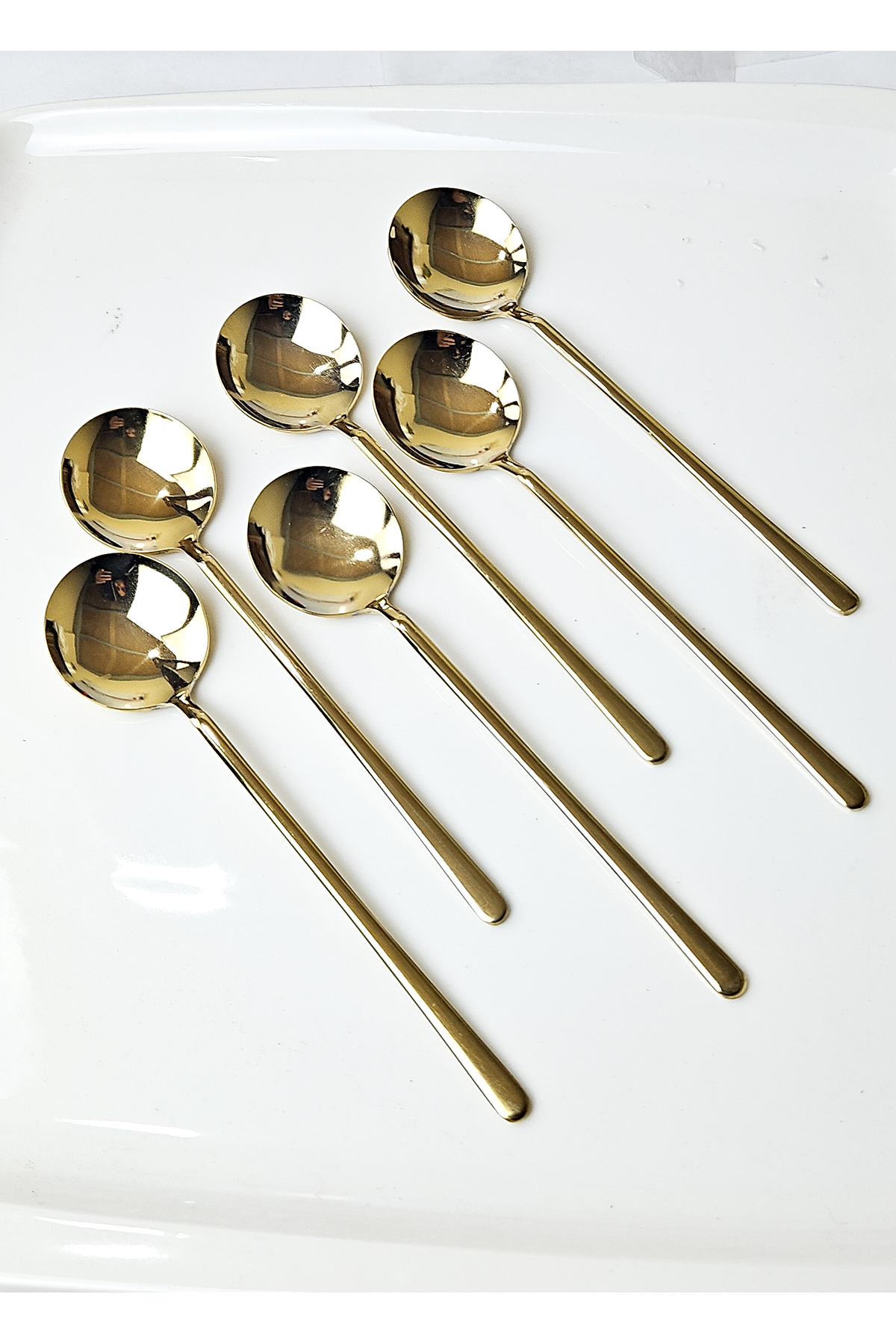 BRE HOME 6 adet gold paslanmaz 18/10 yuvarlak form tatlı kaşığı, 1 ...