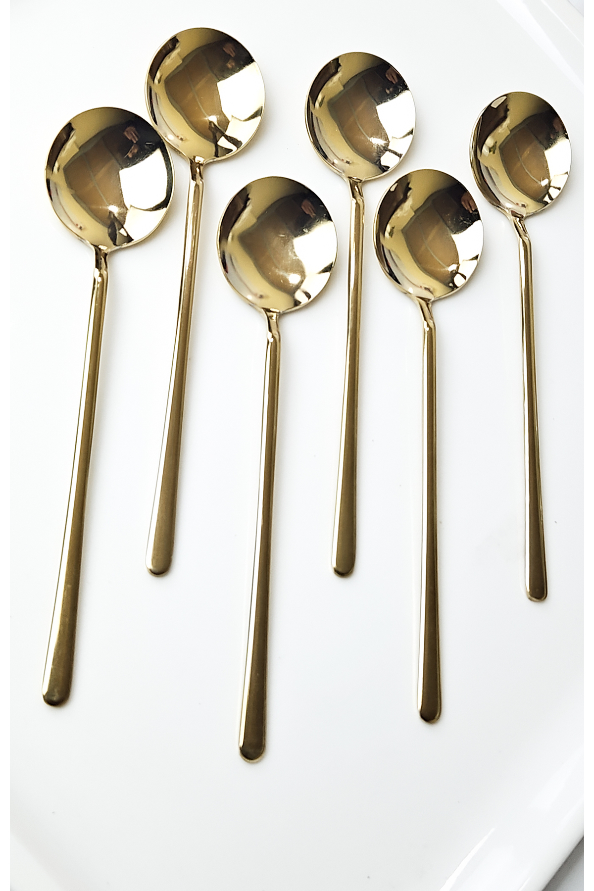 BRE HOME 6 adet gold paslanmaz 18/10 yuvarlak form tatlı kaşığı, 1 ...