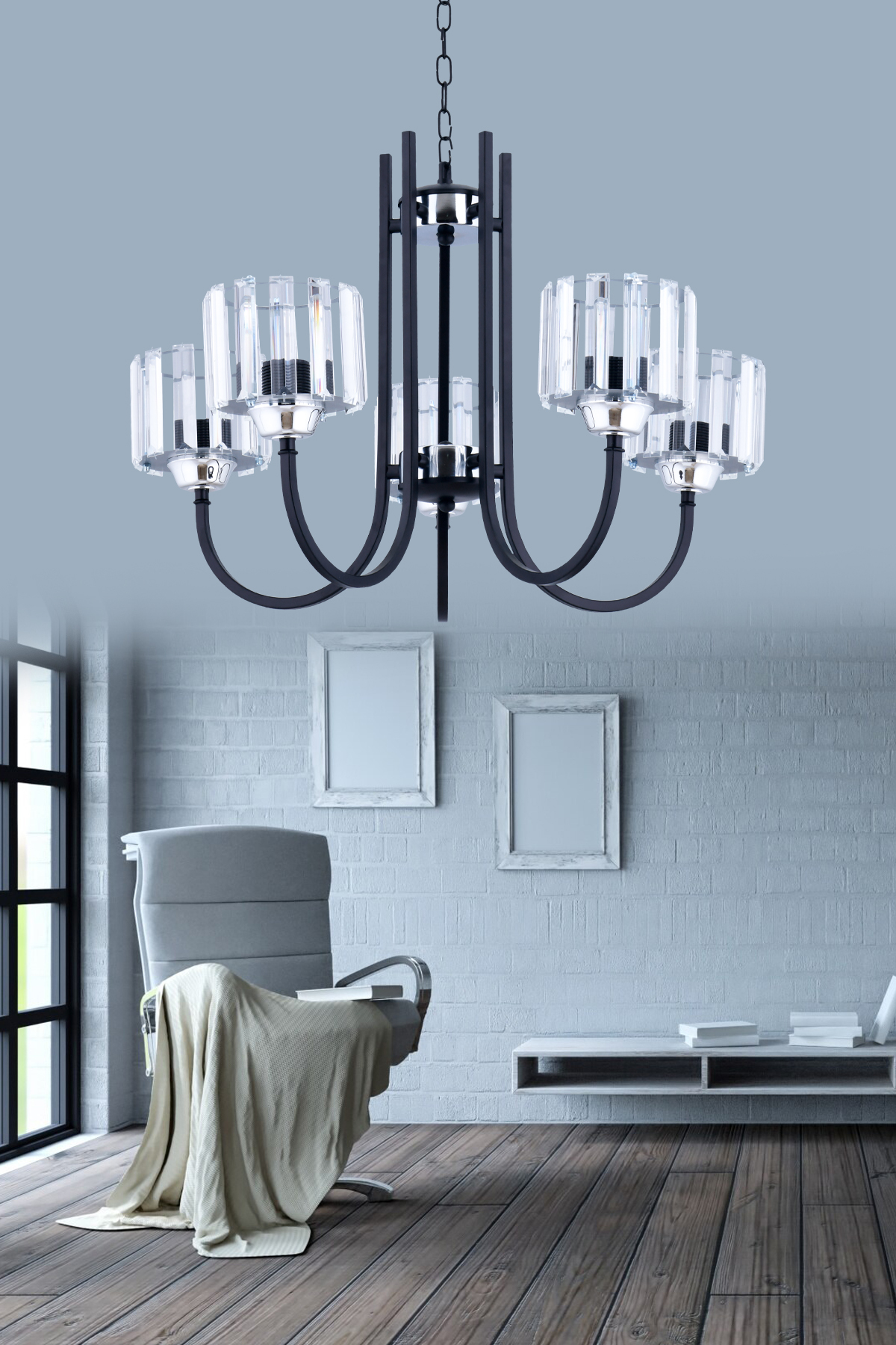 avimonaydınlatma ELECTİ 5'Lİ KRİSTAL BAŞLIKLI MODERN SARKIT AVİZE ...