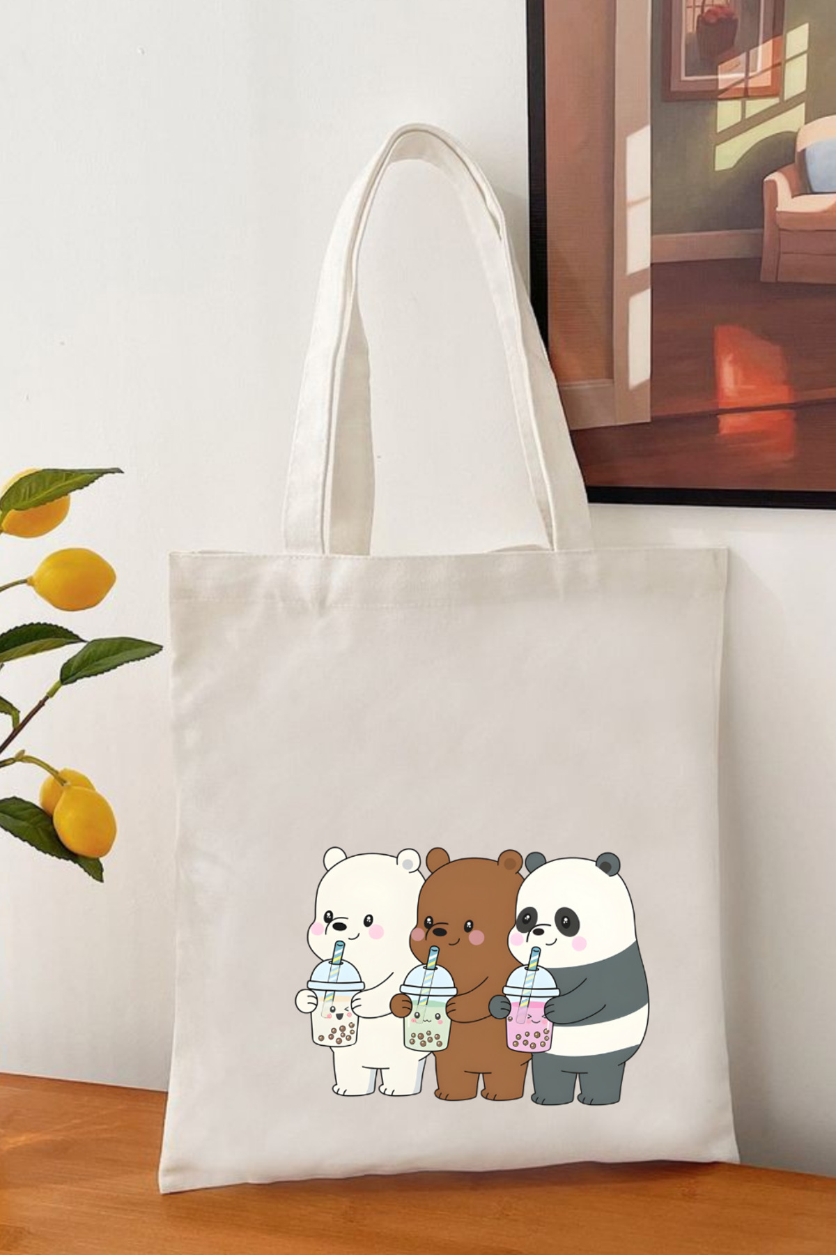 Cemira We Bare Bears, Kafadar Ayılar 3 Yakın Dost Tote Bag Bez Çanta ...