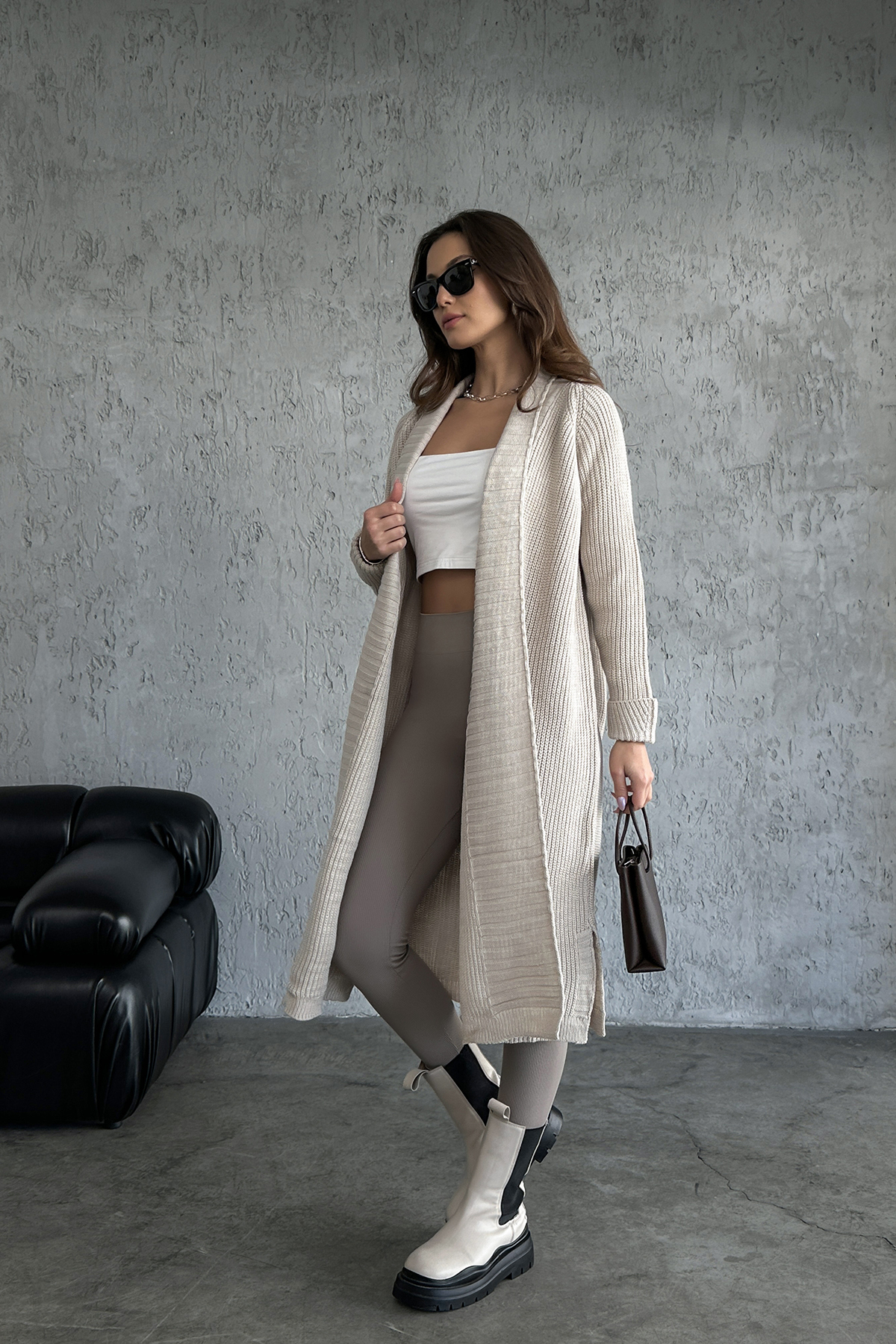 nosia fashion Şal Yaka Kuşaklı Pamuklu Triko Hırka - Fiyatı, Yorumları