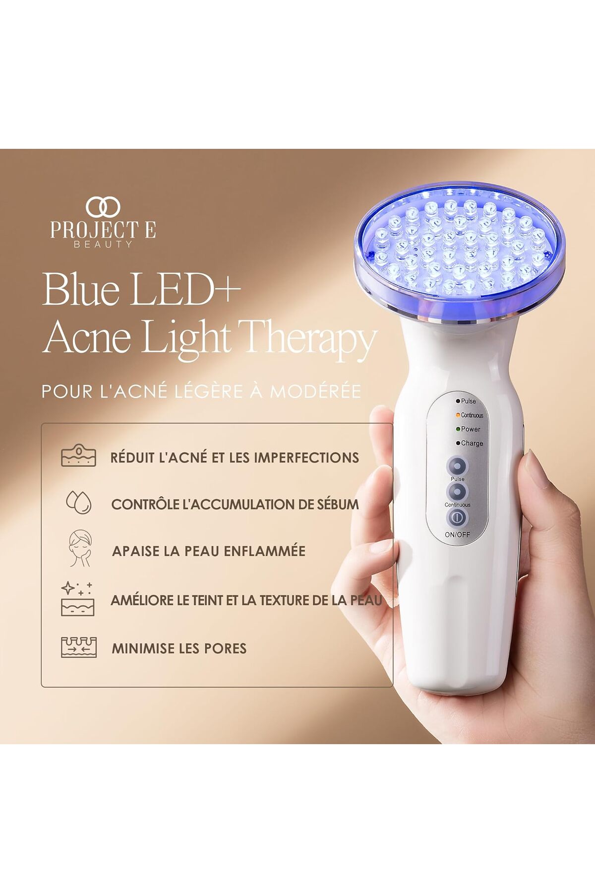 Project E Beauty Mavi LED Akne Işık Terapisi 415nm Mavi Foton Güzellik ...