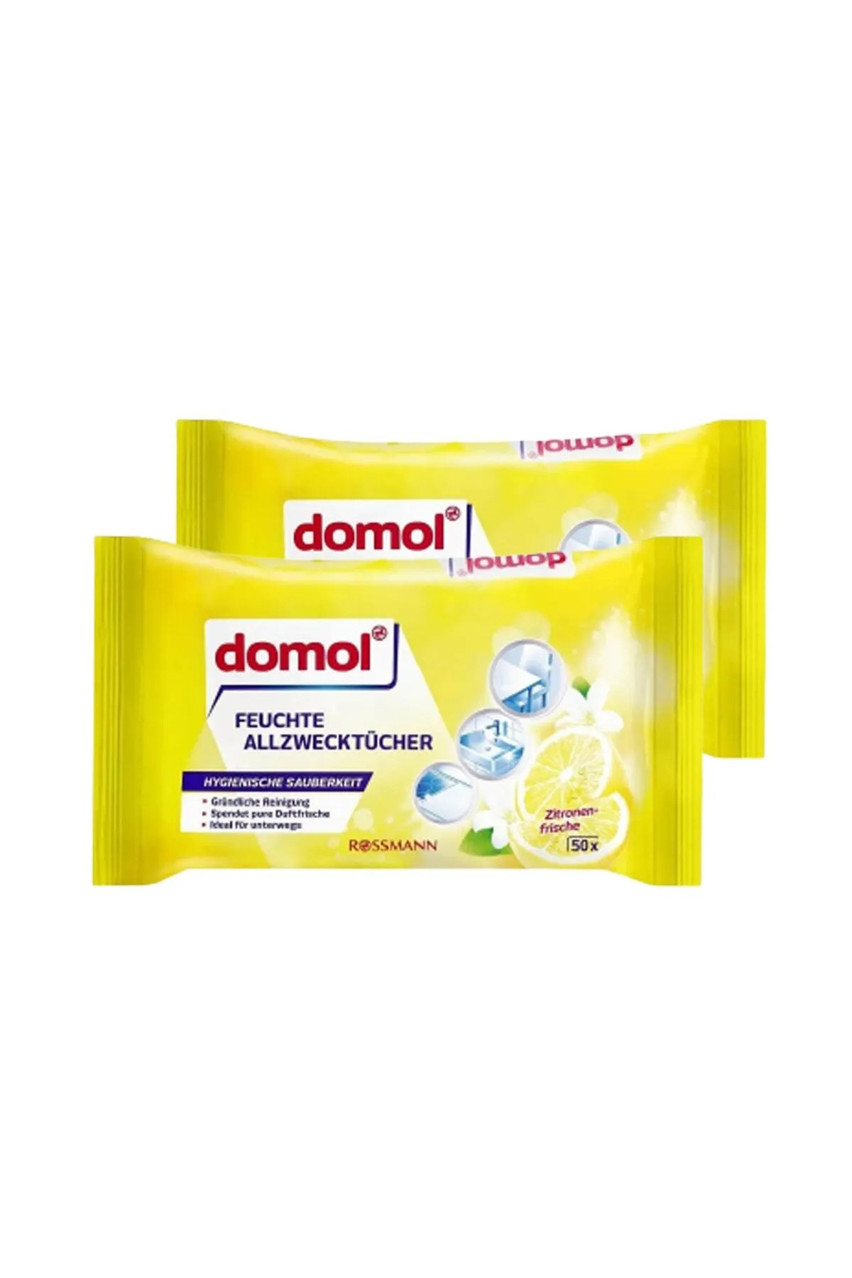 Domol Islak Temizlik Bezi Çok Amaçlı, Limon Kokulu 50 Adet * 2'li ...