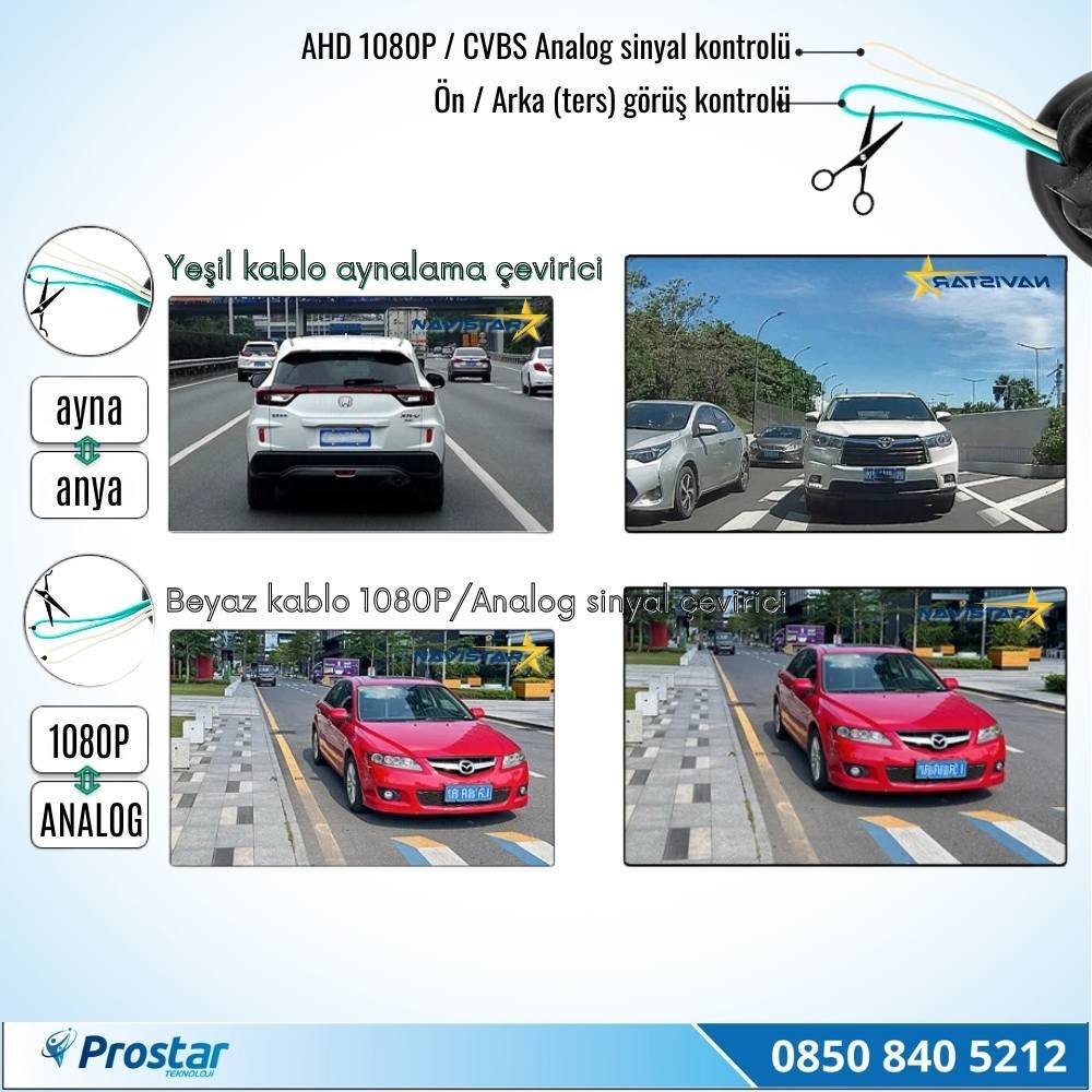 Navistar Şapkalı AHD 1080P ve Analog Pal Çevirilebilir Gece Görüşlü AV ...