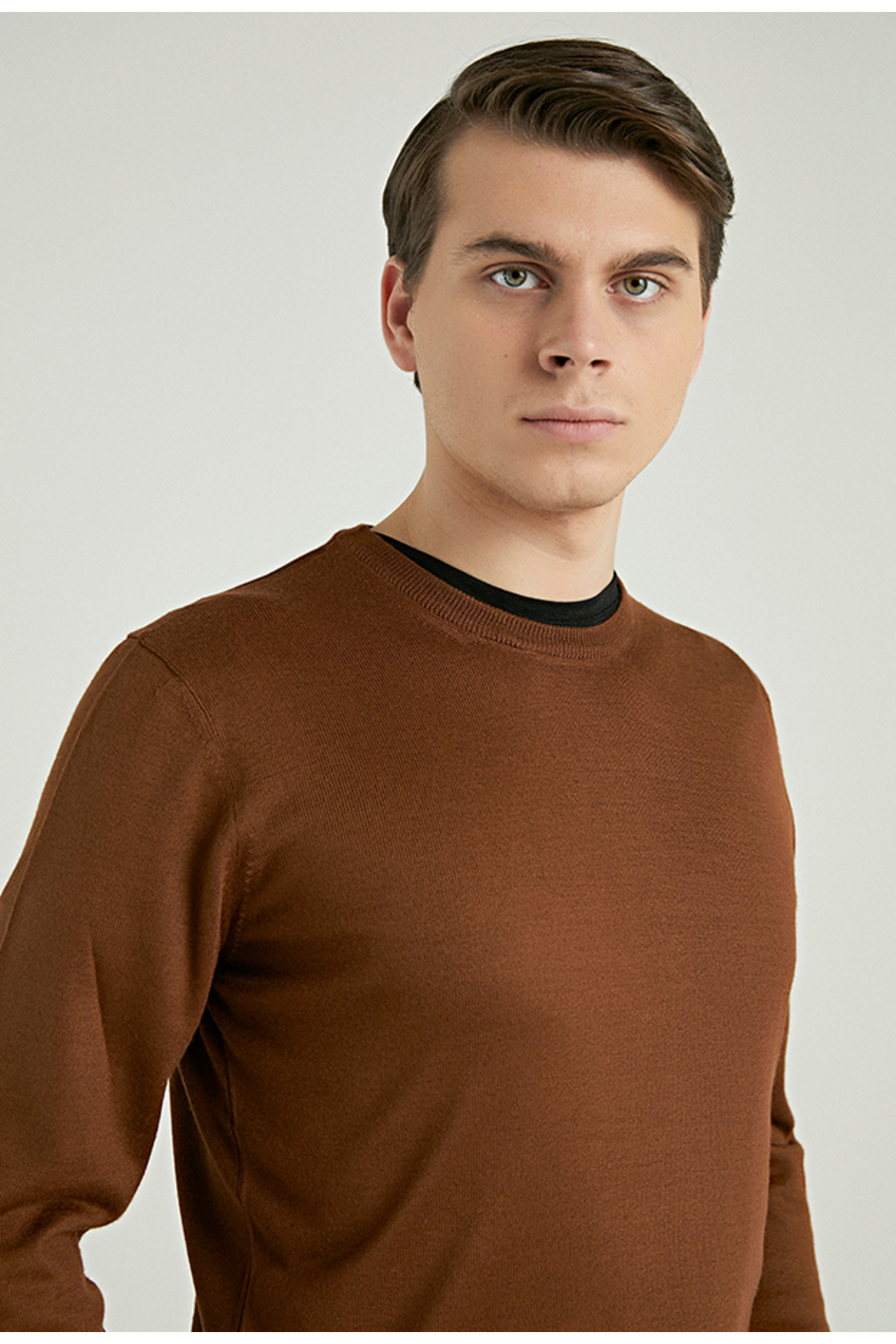 D'S Damat Regular Fit Findik Kahve Düz Örgü Pamuk Karışımlı Triko Kazak ...