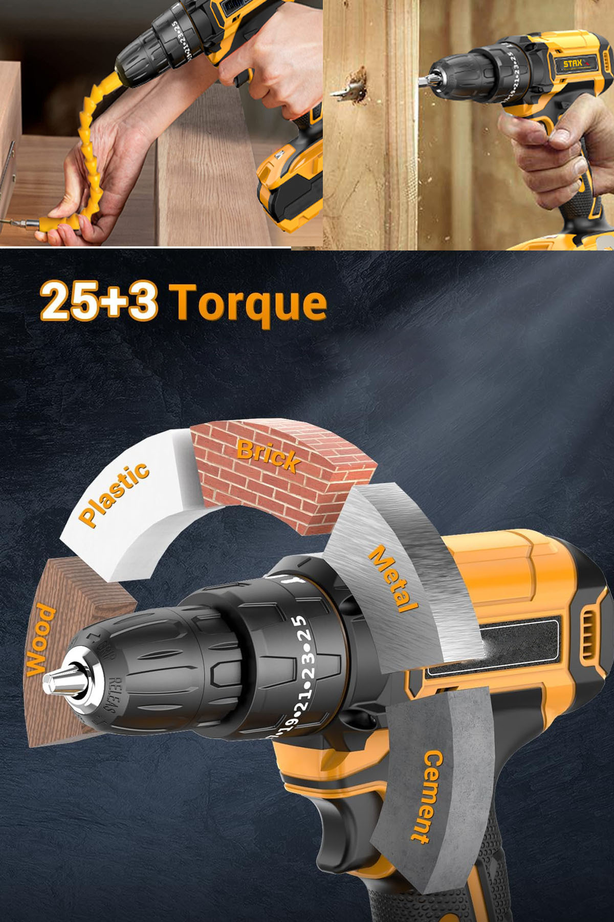 STAXX POWER Fast 25+3 Metal Dişli Çelik Mandren 21700V-Lion Çift Akülü ...
