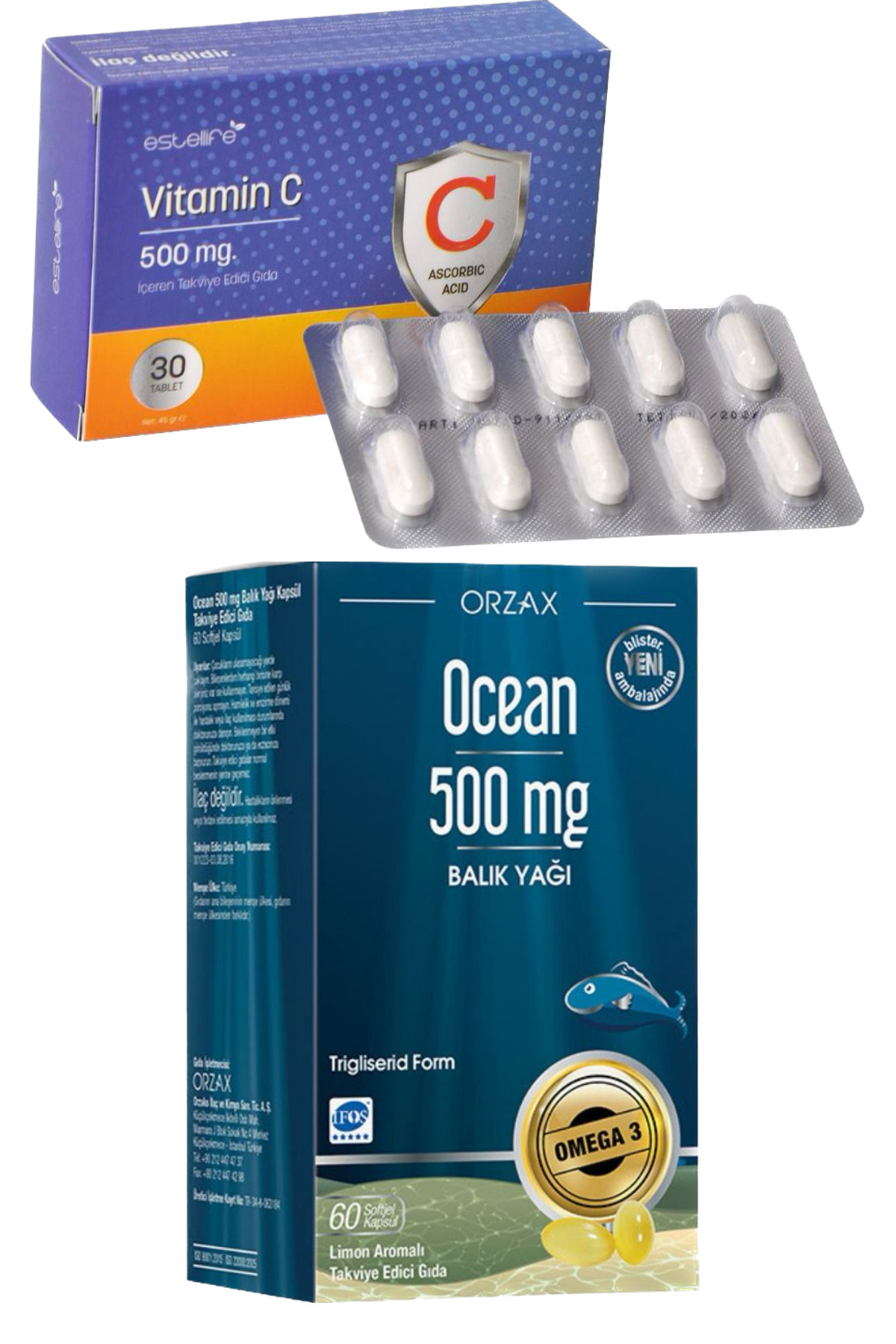 Ocean C Vitamini 30 Tablet-Ocean Omega3 Balık Yağı 60 Yumuşak Kapsül ...