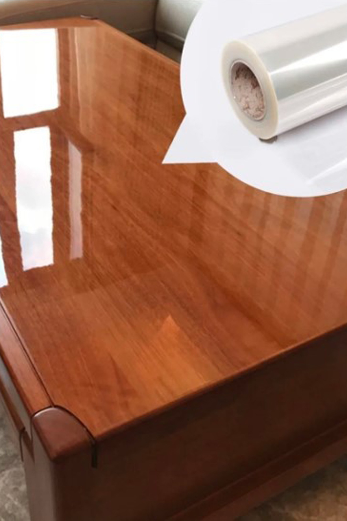 JANSIN HOME Mobilya, Masa Yüzeyi Kaplama Koruma Folyosu Ultra Parlak Şeffaf Kendinden Yapışkanlı ...