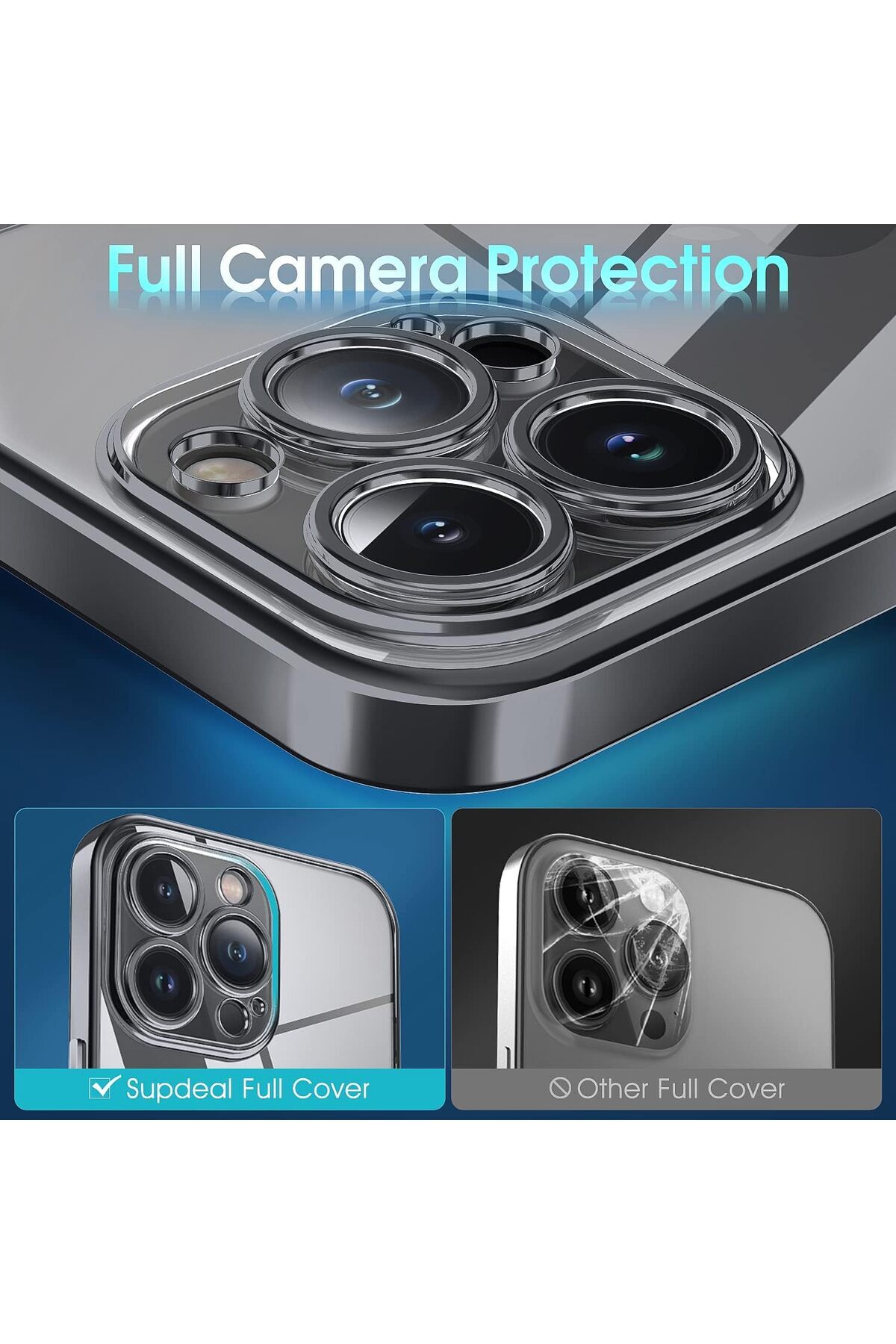 m.tk moveteck İphone 13 Pro Max Kılıf Arkası Şeffaf Berrak Tam Kamera ...