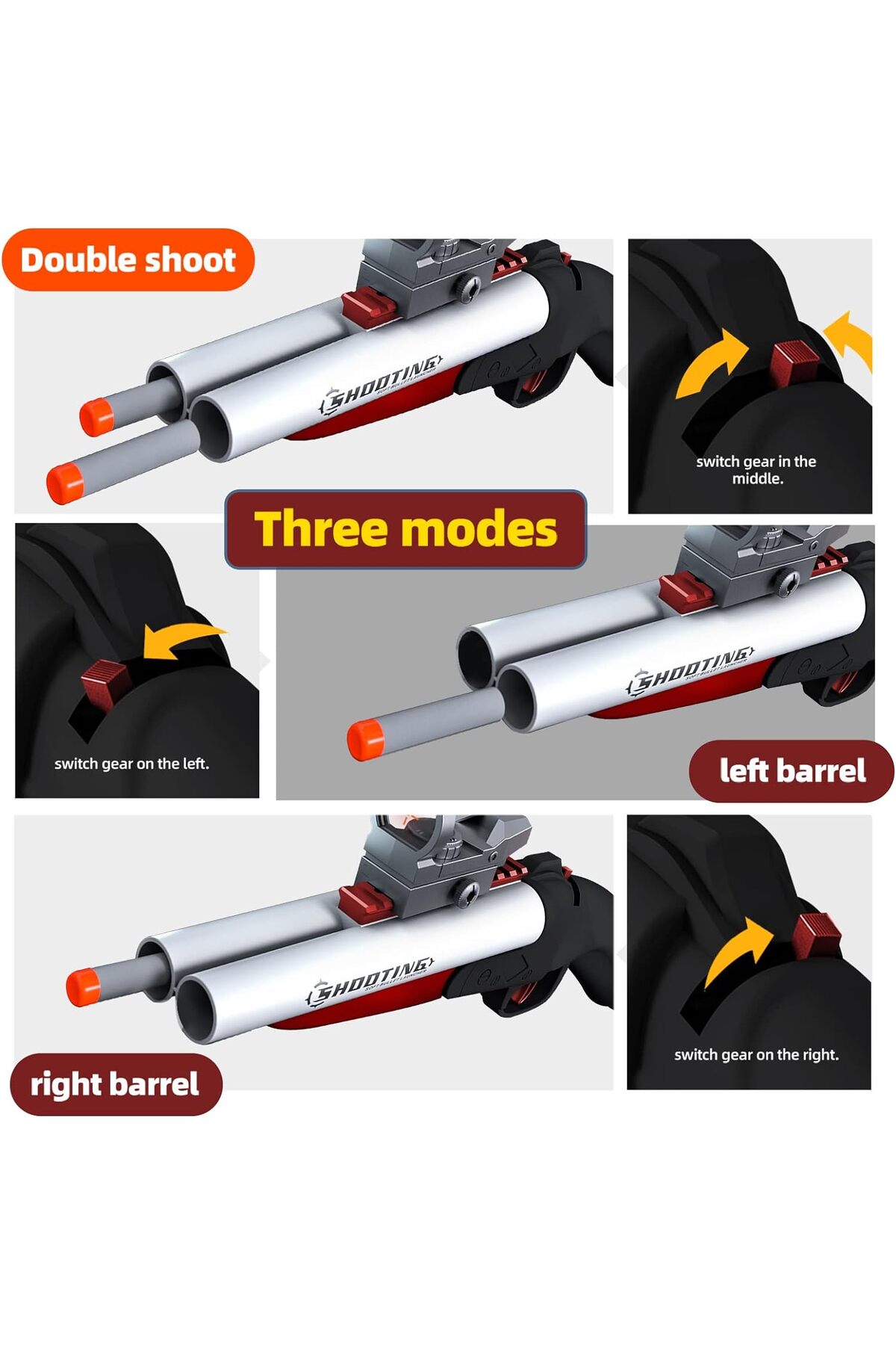 Tovol Zerky Çift Namlu Oyuncak Köpük Blaster Çift Atış Oyuncak Tüfek ...