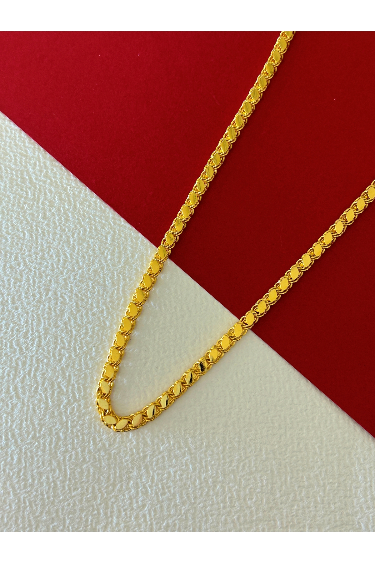 JEICON ATELIER 60 cm Gold Renk 22 Ayar Altın Kaplama İnce Pullu Zincir ...