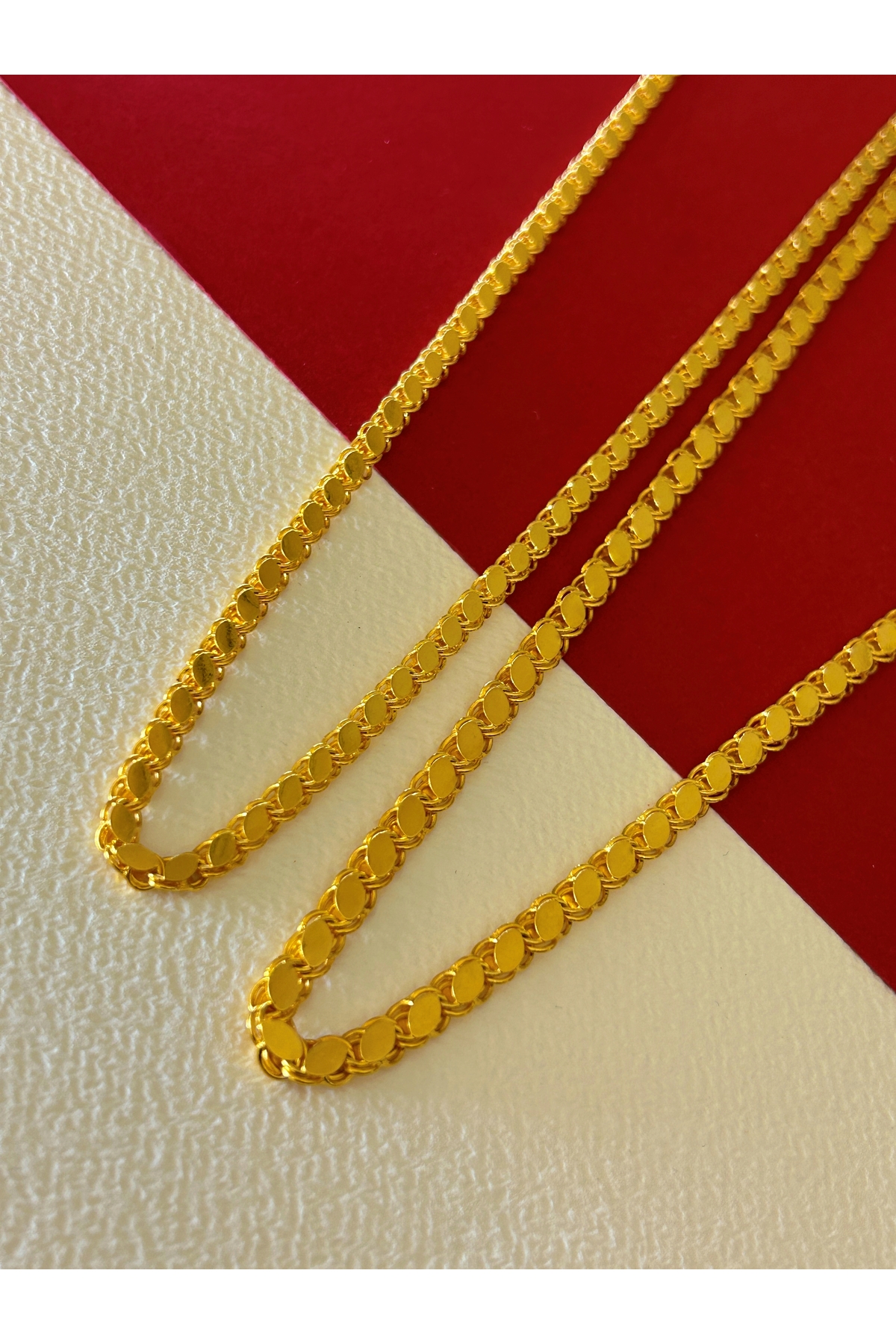 JEICON ATELIER 1 M Gold Renk 22 Ayar Altın Kaplama İnce Pullu Zincir ...