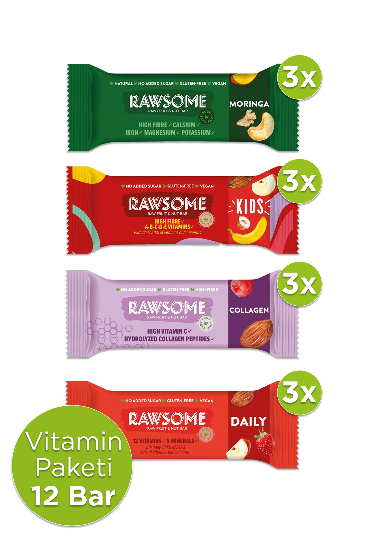 Rawsome Vitaminli Bar Paketi Glutensiz Ve Vegan 12 Bar Fiyatı ...