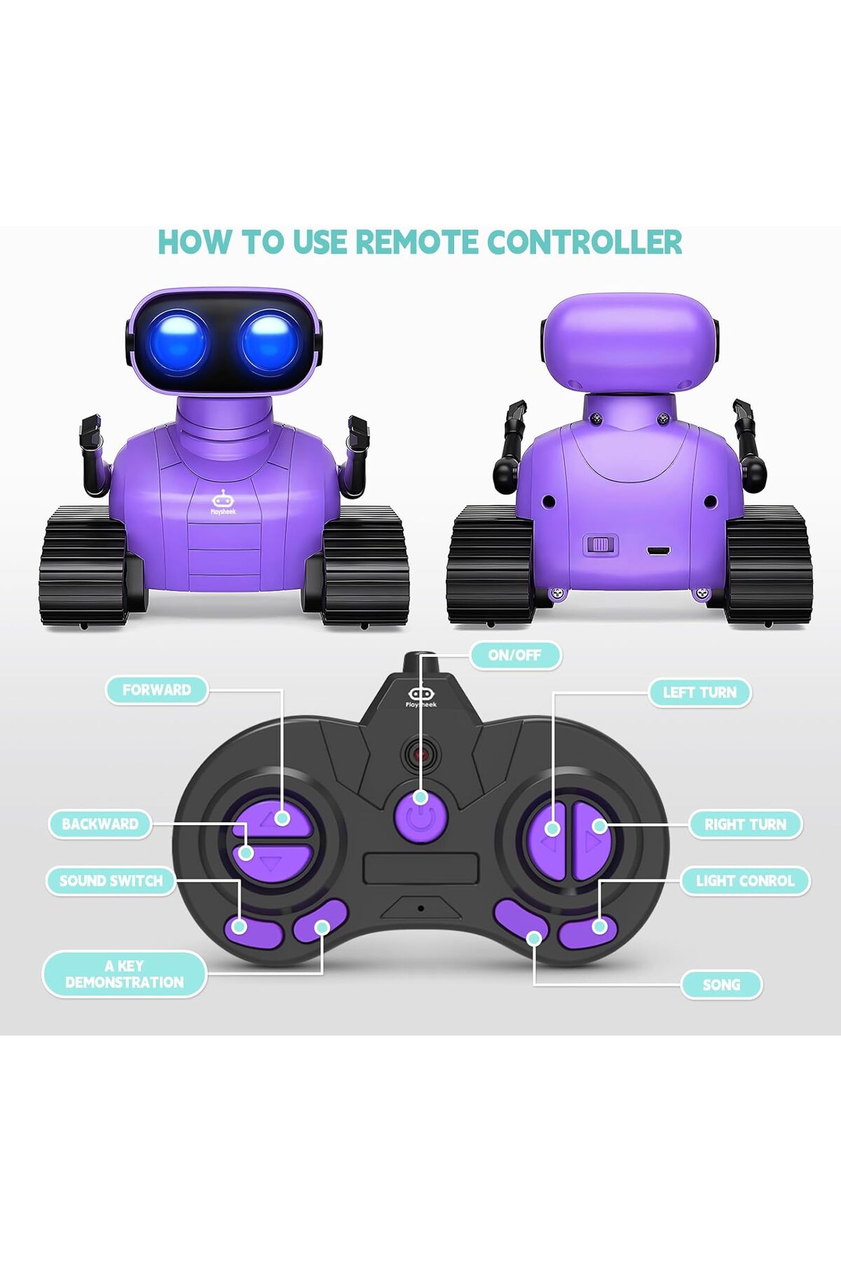 Playsheek Uzaktan Kumandalı Robot Oyuncak Şarj Edilebilir Emo Robot ...