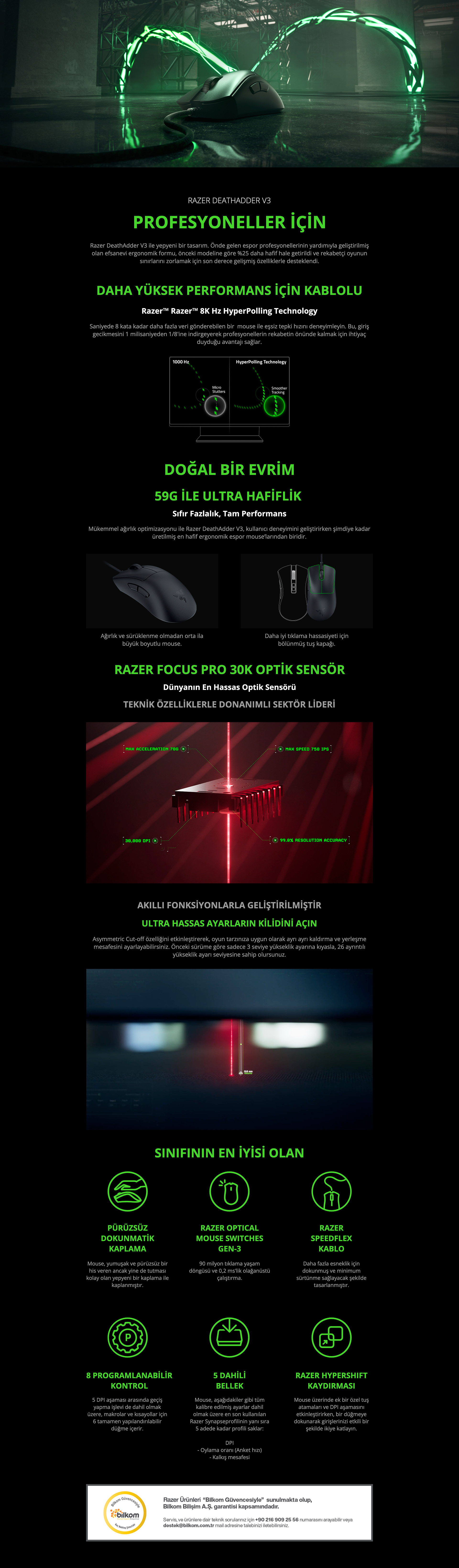 RAZER DeathAdder V3 Wired Gaming Mouse: 59g Ultra Lightweight - Focus Pro 30K DPI, 6 Buttons ...