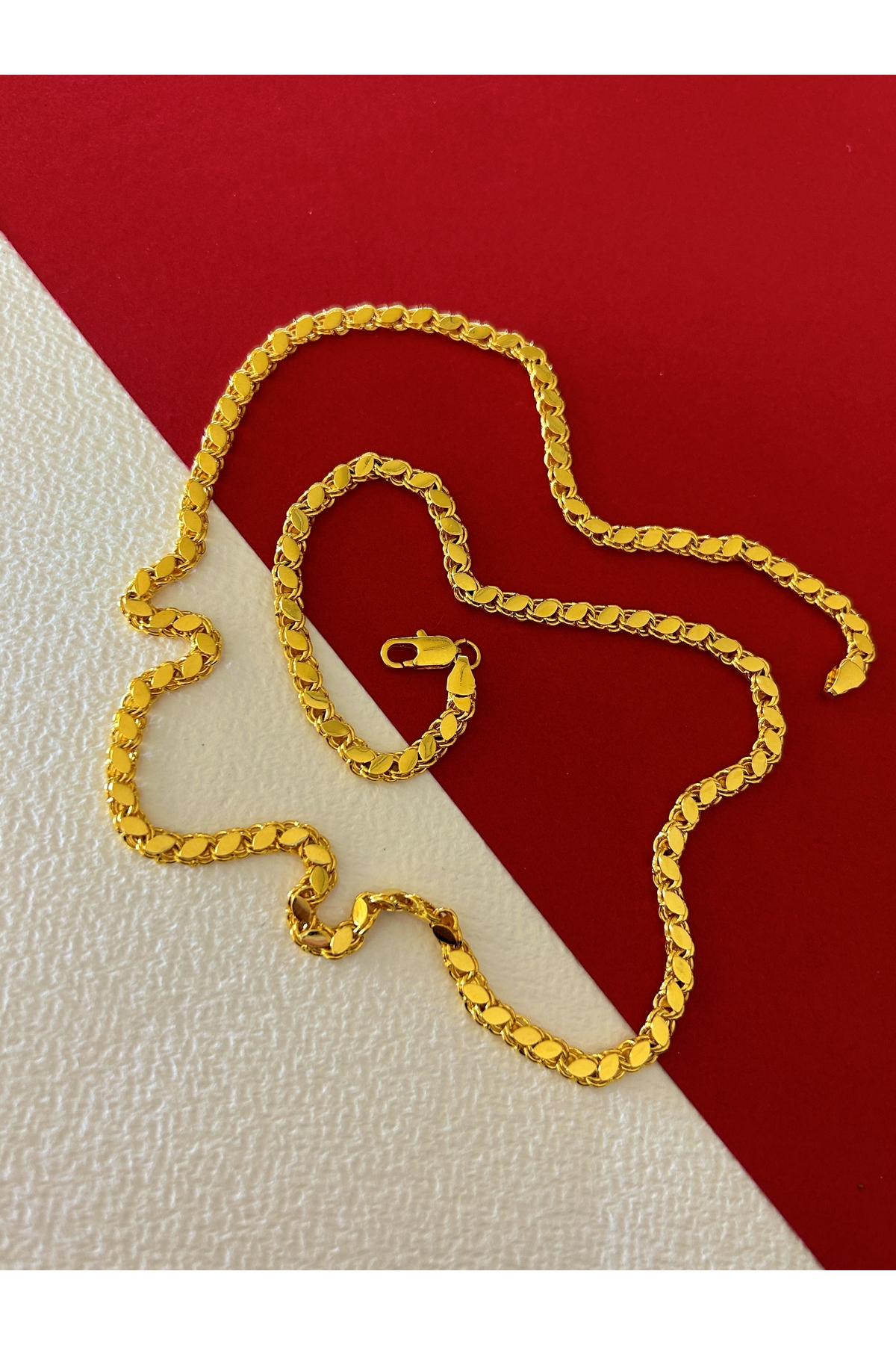 JEICON ATELIER 60 cm Gold Renk 22 Ayar Altın Kaplama İnce Pullu Zincir ...