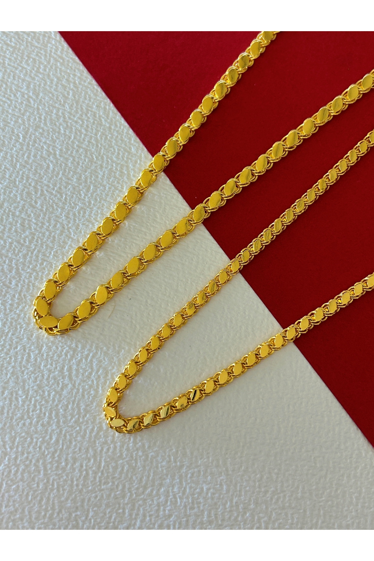 JEICON ATELIER 60 cm Gold Renk 22 Ayar Altın Kaplama İnce Pullu Zincir ...