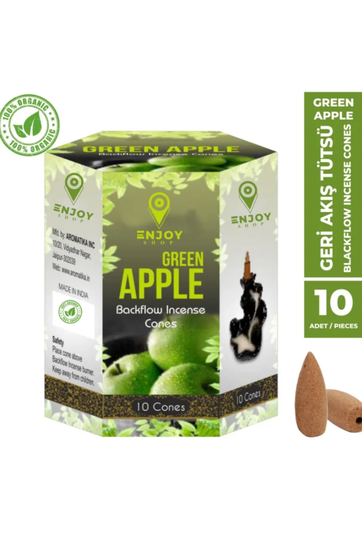 ENJOY SHOP Green Apple Yeşil Elma Aromalı Geri Akışlı Tütsü Konikleri ...
