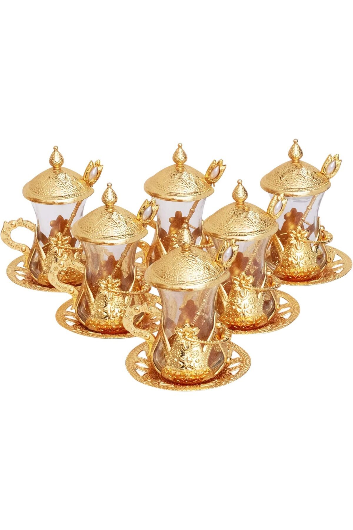 KT HOME Çay Seti Osmanlı Motifli Kaşıklı Çay Sunum Seti Türk Çay ...