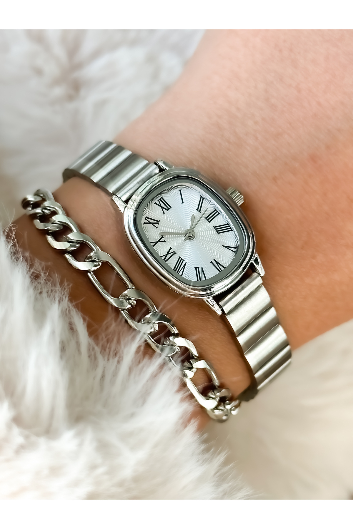 Bonicce Marka Retro Model, Minimal Oval Kasa, Gümüş Renk Kordon,Roma ...