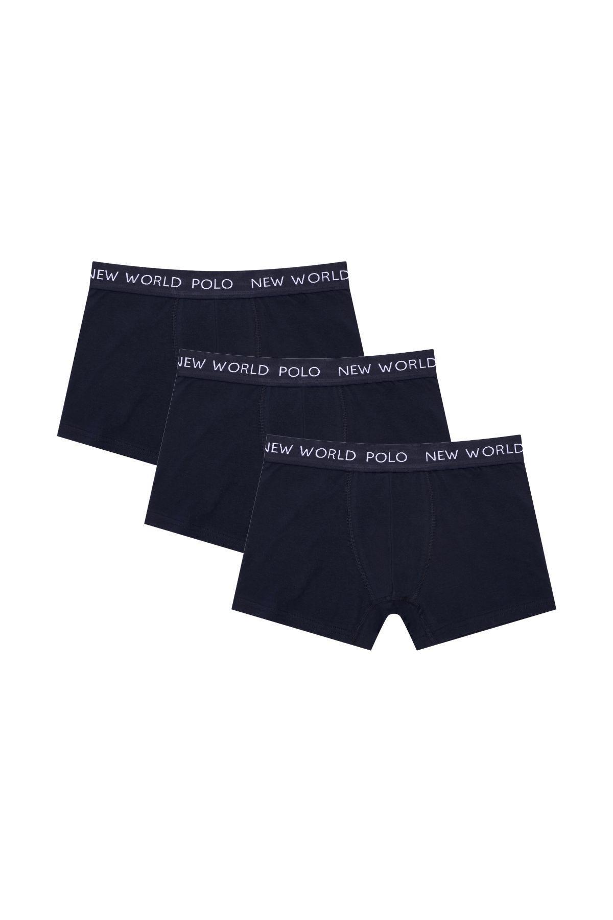 NEW WORLD POLO Basic 3'lü Boxer Lacivert Slim Fit Boxer Set 23ssm1001 ...