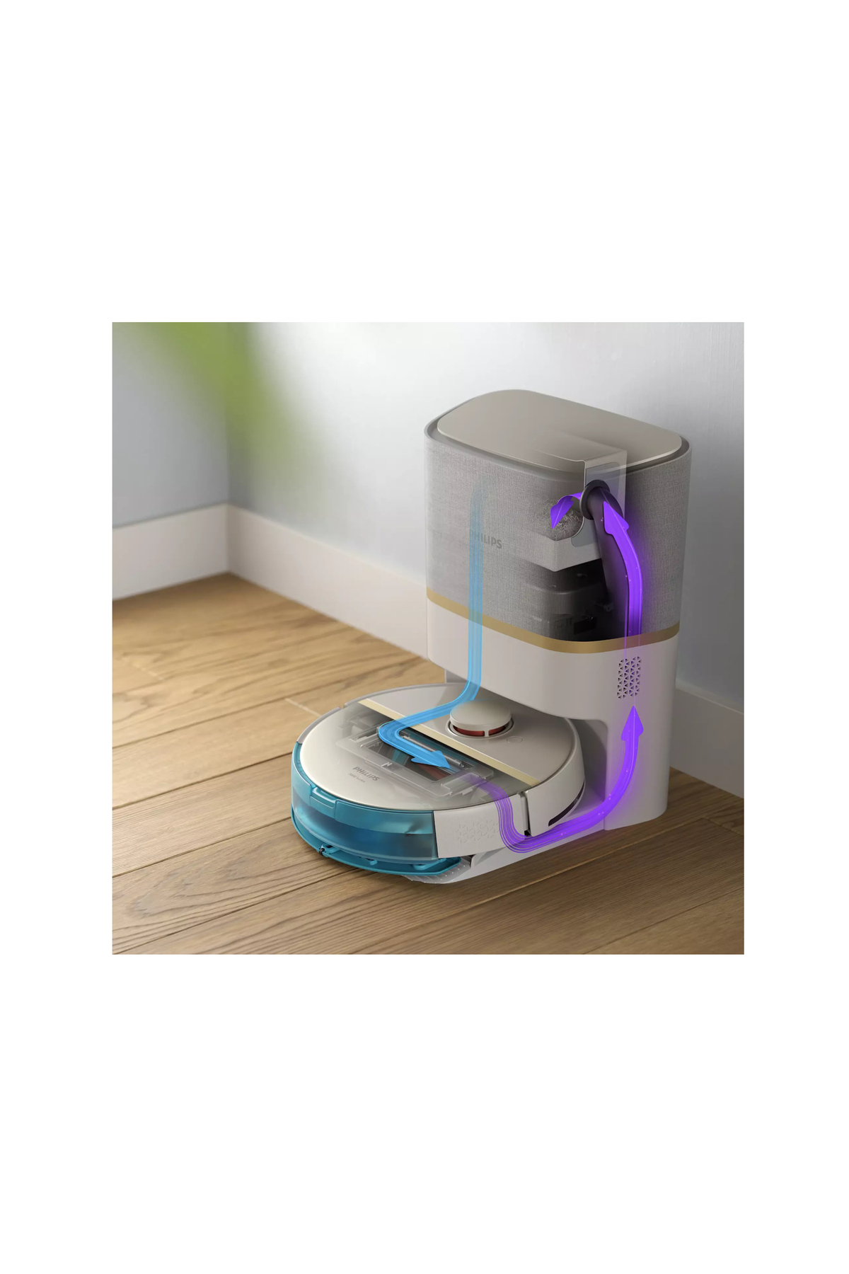 Philips Robot Islak Kuru süpürge İpek Beyaz ve Altın Sarısı HomeRun ...