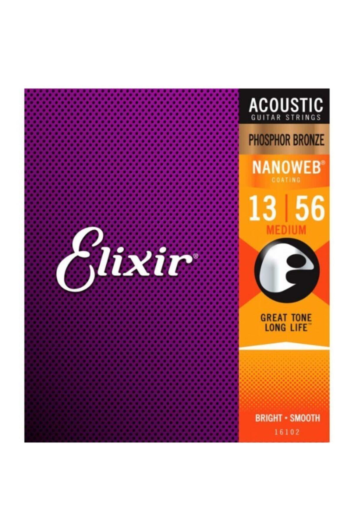 Elixir 16102 Nanoweb Phosphor Bronze Akustik Gitar Teli (13-56)Fiyatı ...