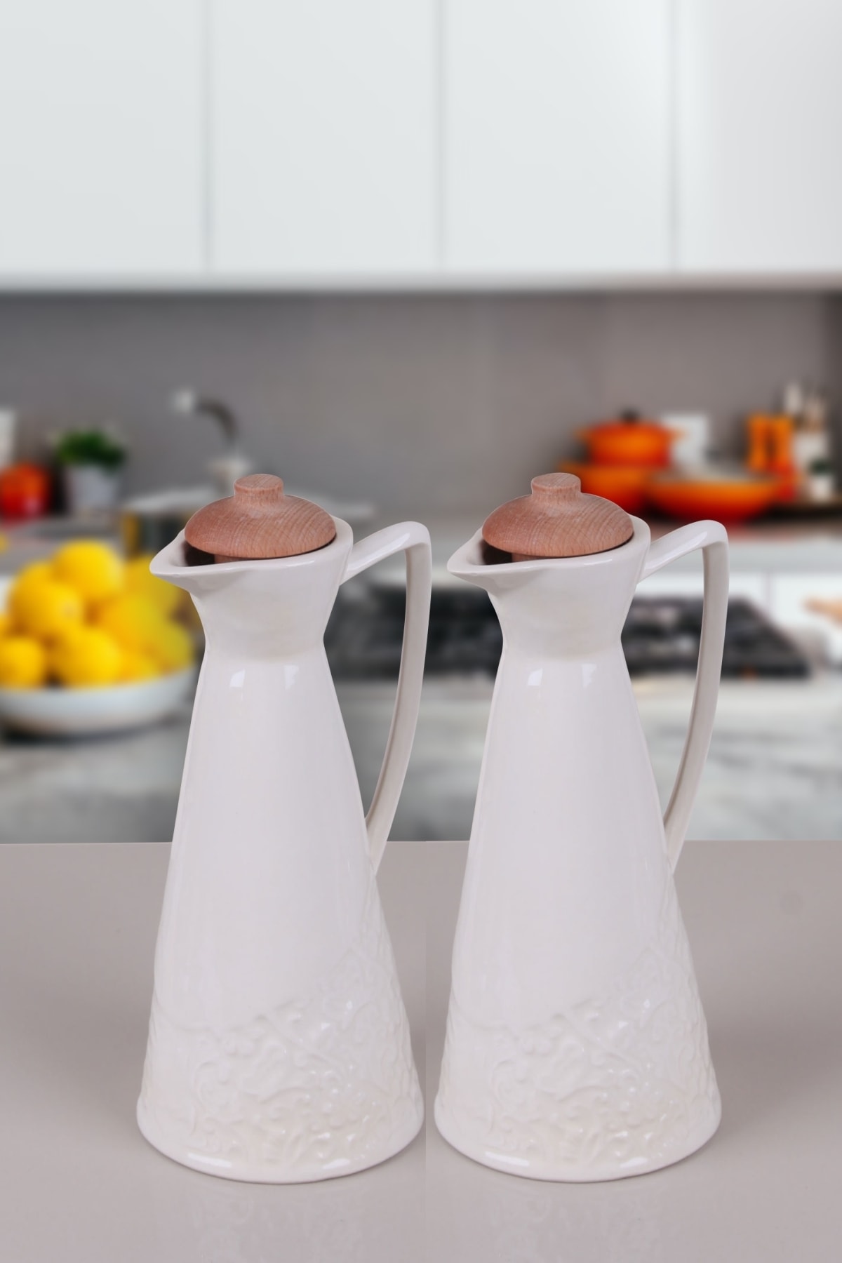 Sezka Life Porselen Yağlık Sirkelik Takımı 2 Li Bambu Kapaklı - 1150ml ...