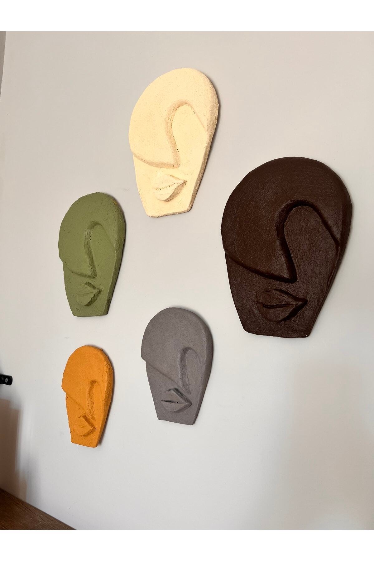 Mes Reves Soyut Tasarım El Yapımı Duvar Dekoru Taş Maske 5'li Set, Dekoratif Maske, 3d Duvar ...