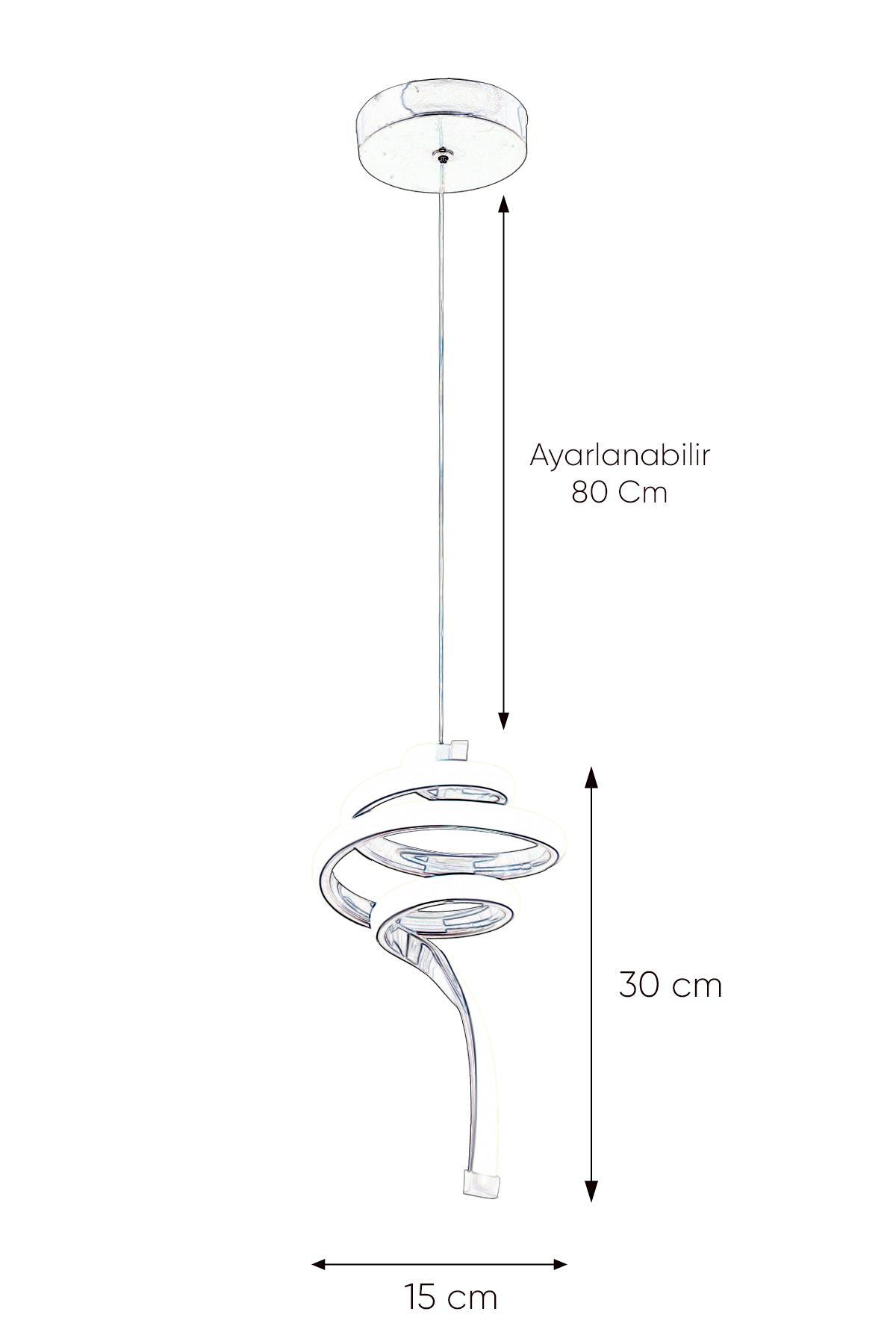 Dekorluna Linda Siyah Modern Sarkıt Led Avize Beyaz Işık Salon Mutfak ...