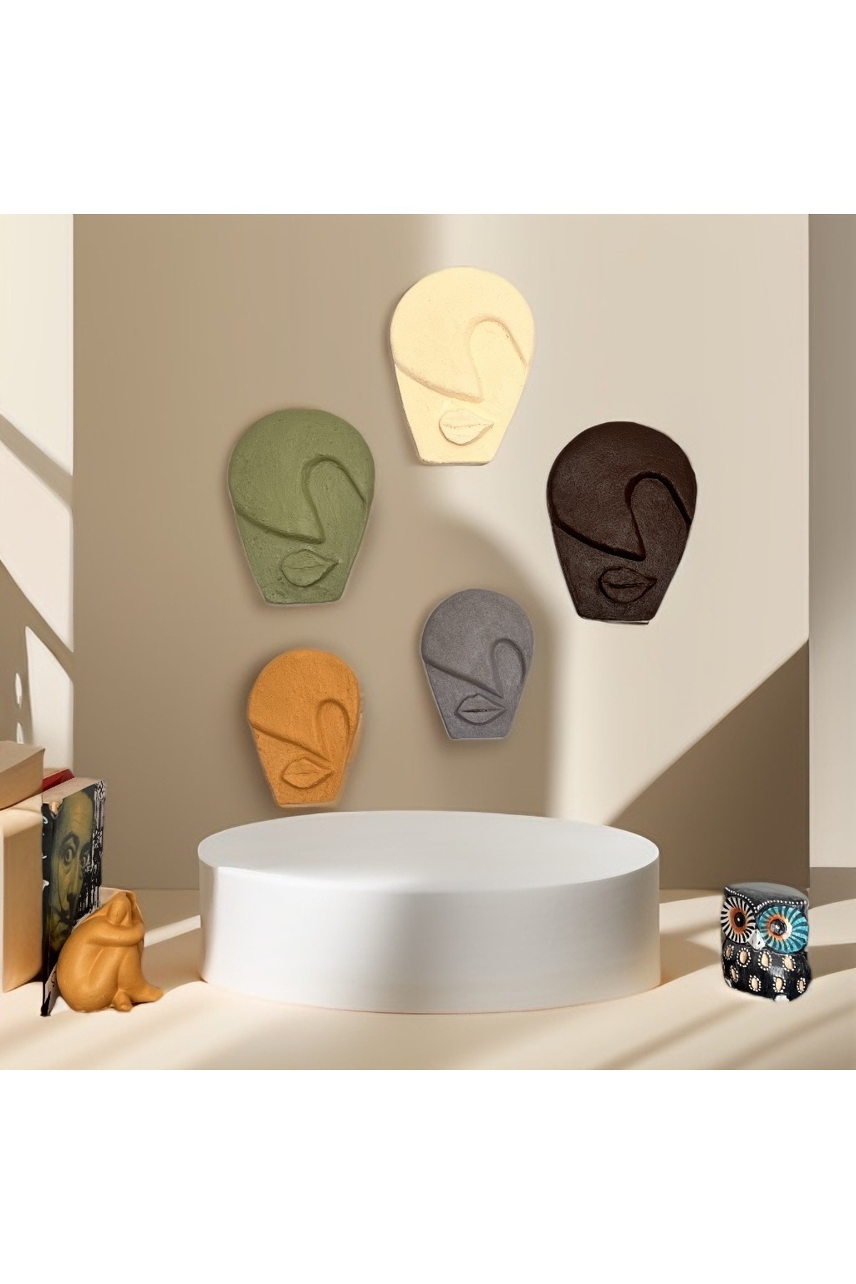 Mes Reves Soyut Tasarım El Yapımı Duvar Dekoru Taş Maske 5'li Set, Dekoratif Maske, 3d Duvar ...