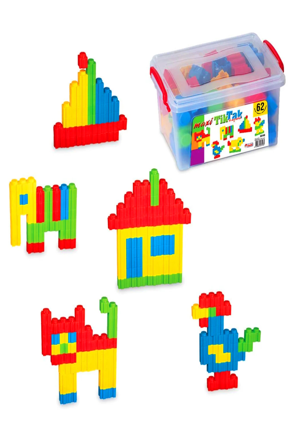 AVDA Maxi Tik Tak Box Blok Puzzle Inşa Yapı Bloklar Kova 62 Parça ...