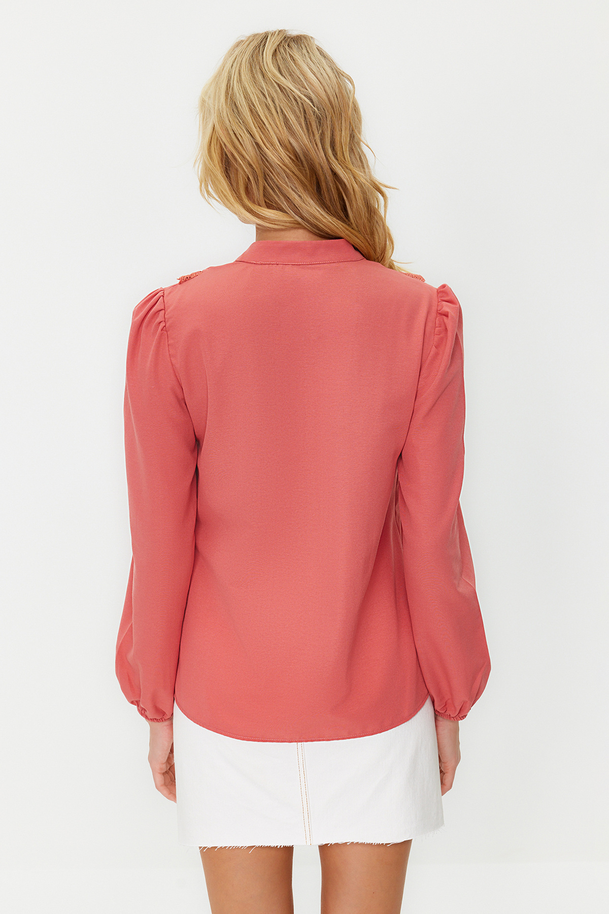 Trendyol Collection Cotton Red Lace Shirt - Regular Fit TWOSS20GO0044 ...