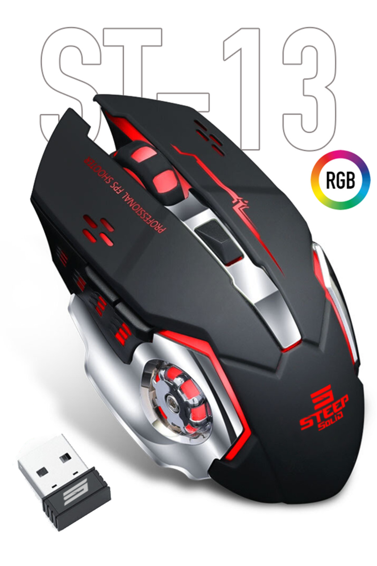Steep Solid ST-13S Kablolusuz - Wiriless Şarjlı RGB Gaming Oyuncu Mouse ...