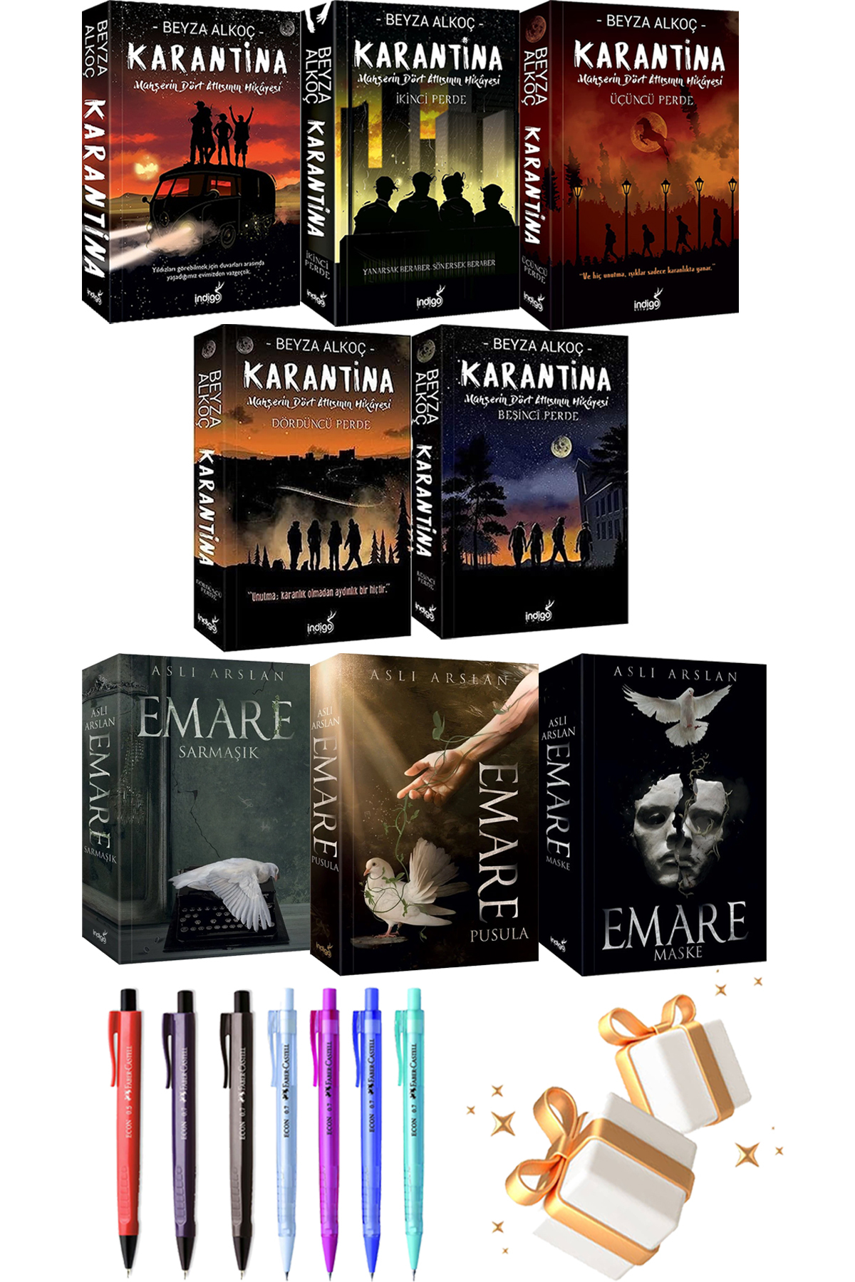 İndigo Kitap Karantina 5li Set ve Emare Sarmaşık Pusula Maske 3lü Set ...