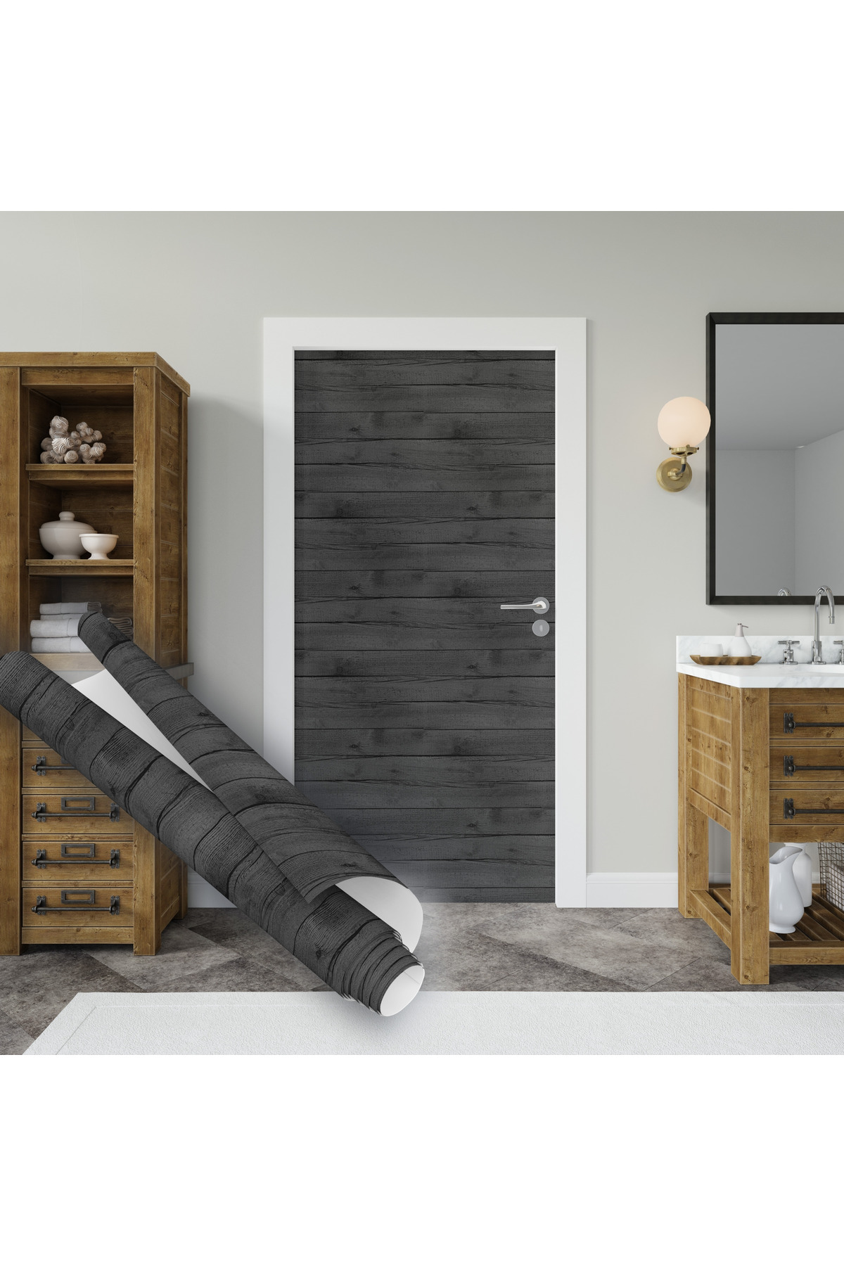 Dekoros Siyah Parke Görünümlü Yapışkanlı Folyo, Su Geçirmez Mobilya ve ...